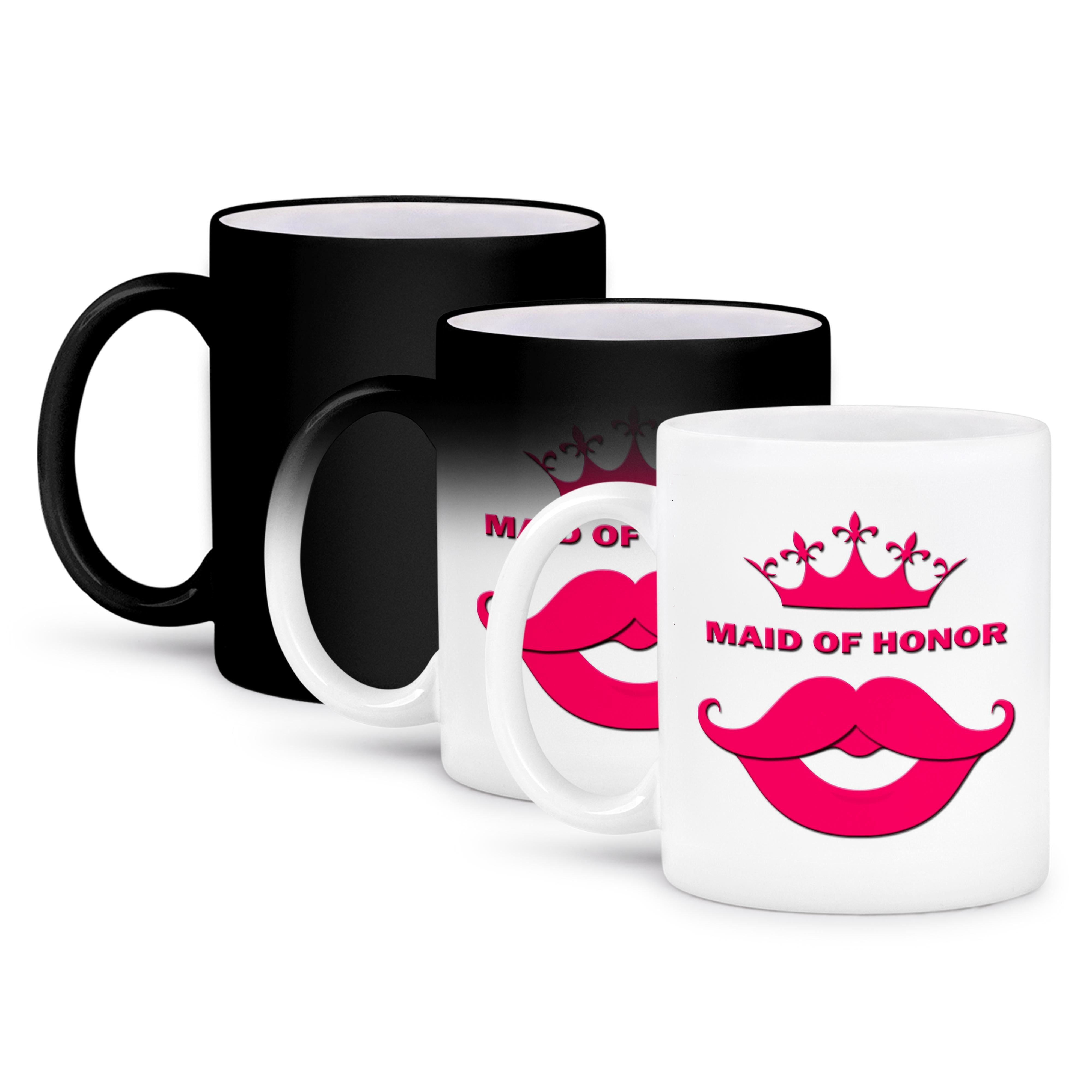3dRose, Maid of Honor with Pink Tiara, Mustache and Lips, 11oz Magic ...