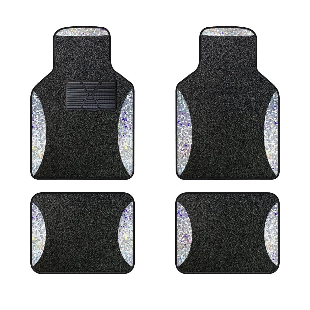 Maidao 4 Pcs Of Black Velvet Colorful Striped Floor Mats Suitable for ...