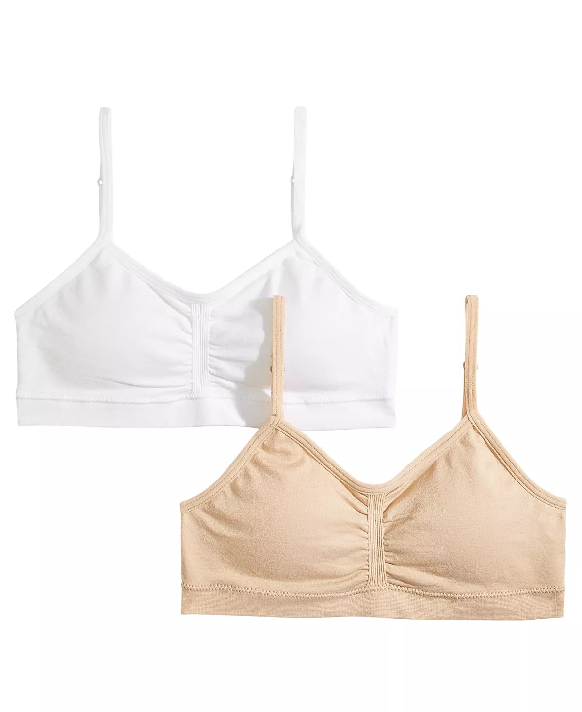 Maidenform NUDE BUFF/WHITE Girls 2-Pack Seamless Ruched Bras, US Large - Walmart.com