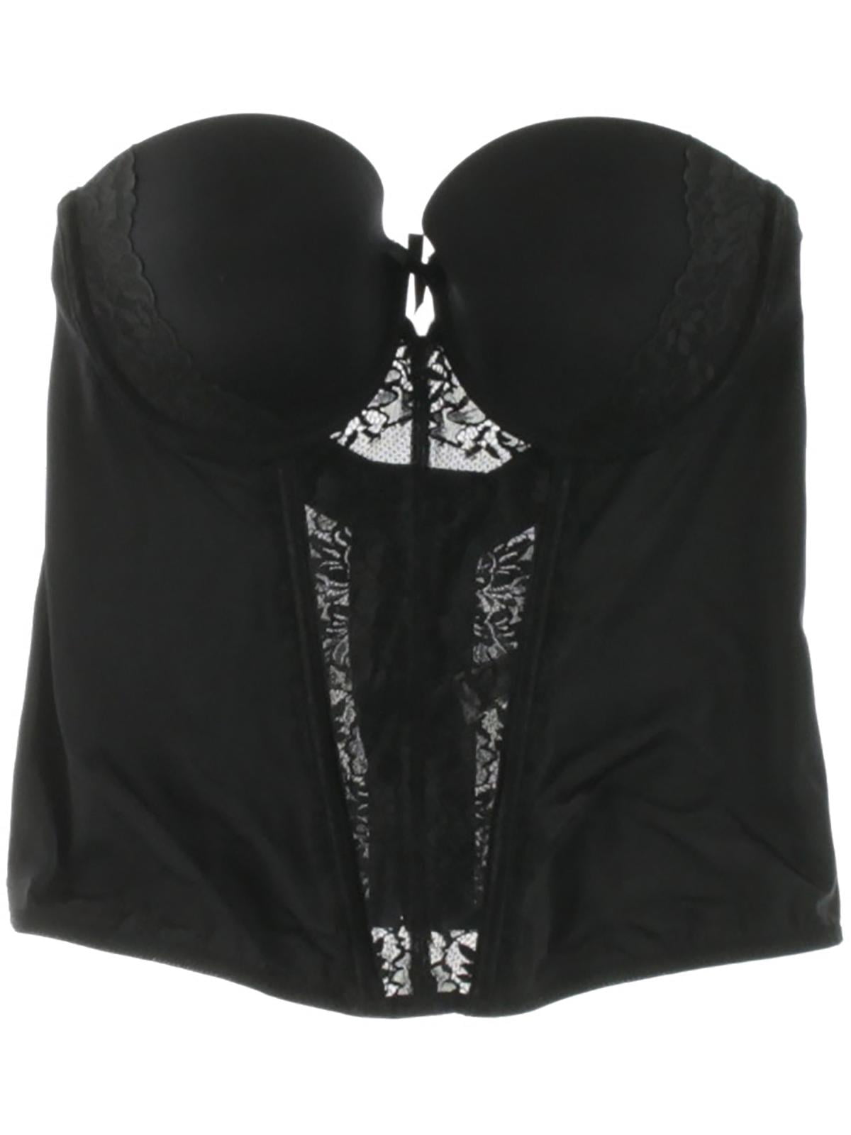 Maidenform Womens Lace Trim Mesh Inset Corset Black 38B - Walmart.com