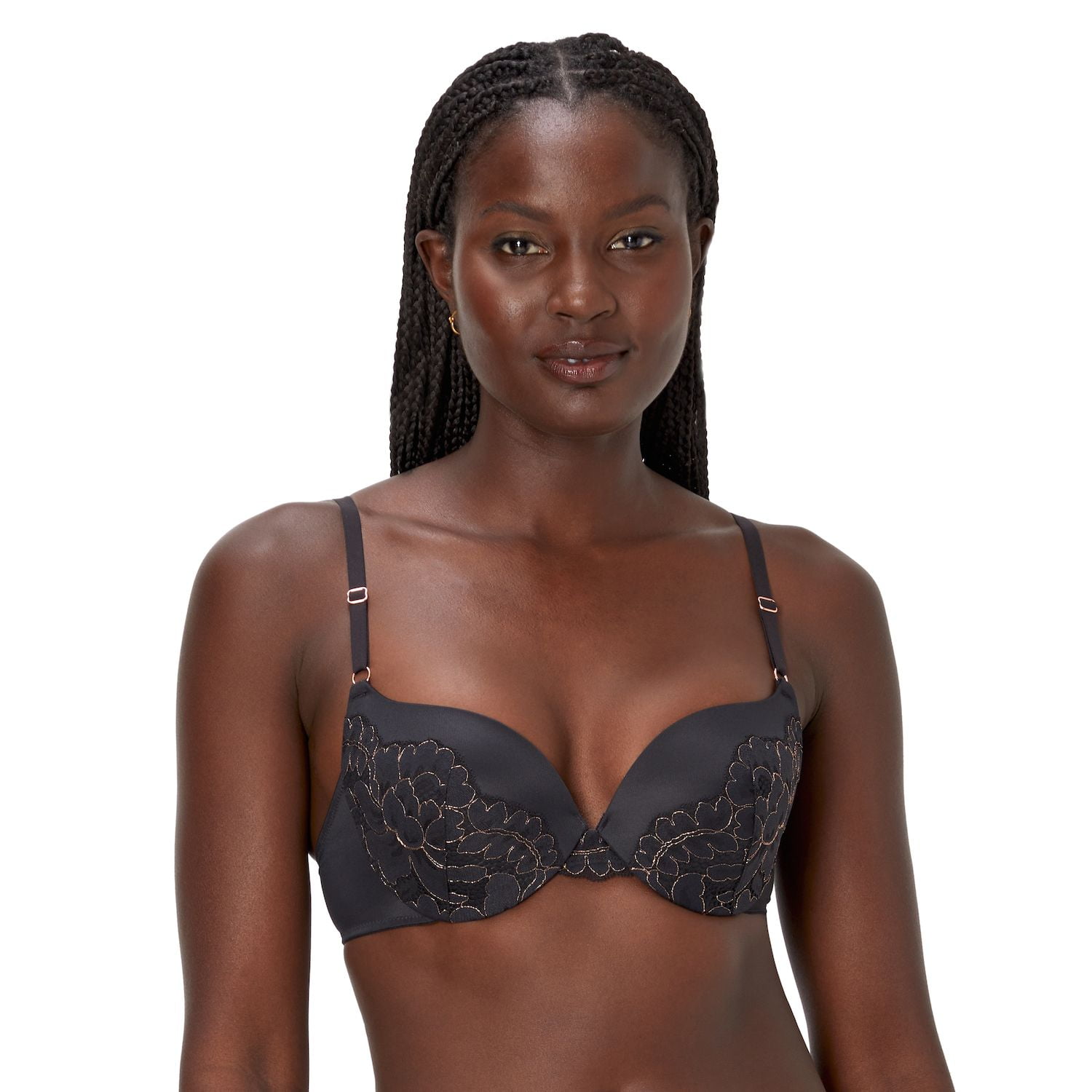 Maidenform Womens Love the Lift Push Up Demi Bra, 34C, Black/Rose Gold - Walmart.com