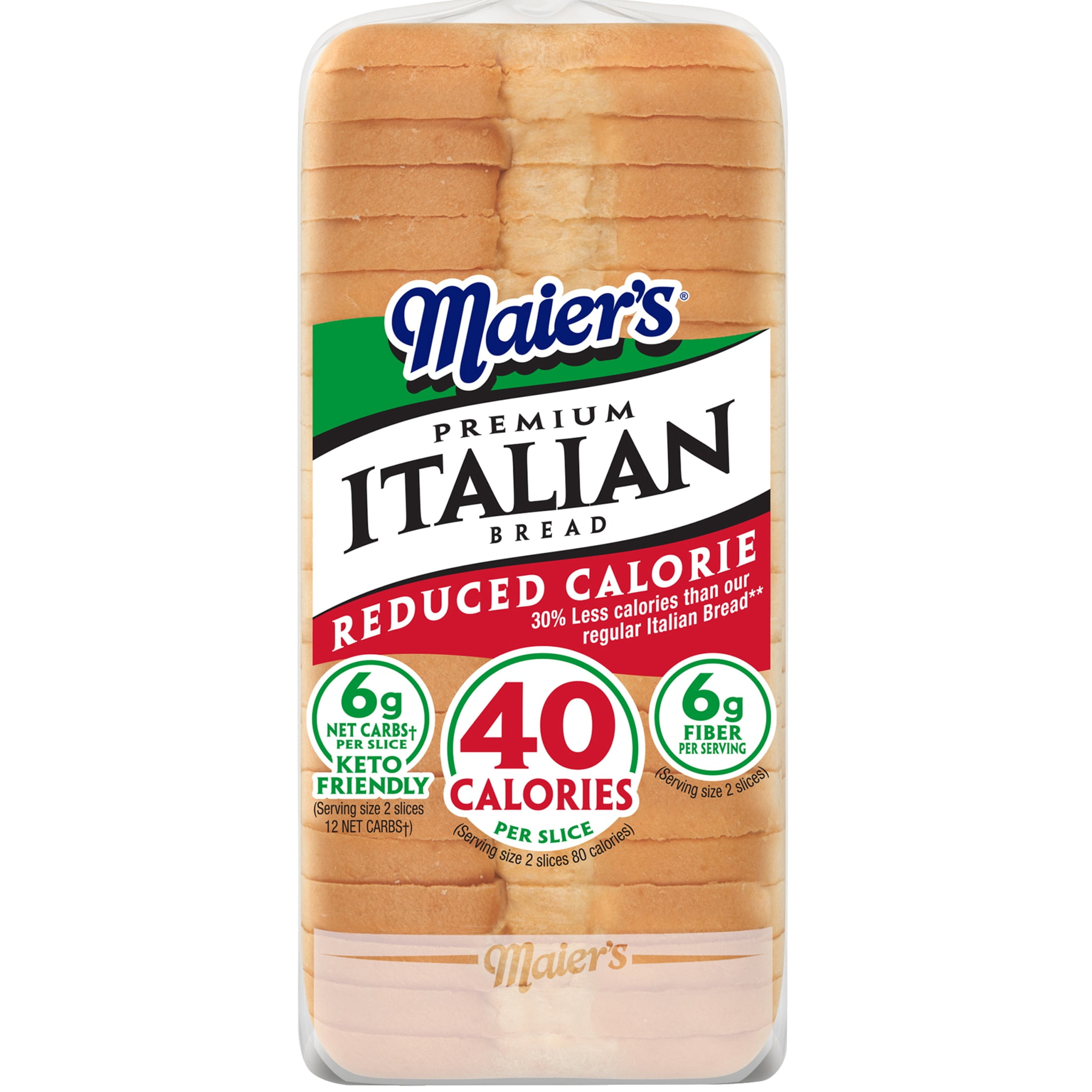 Maier's Reduced Calorie Premium Italian Bread, 16 oz, White Italian ...