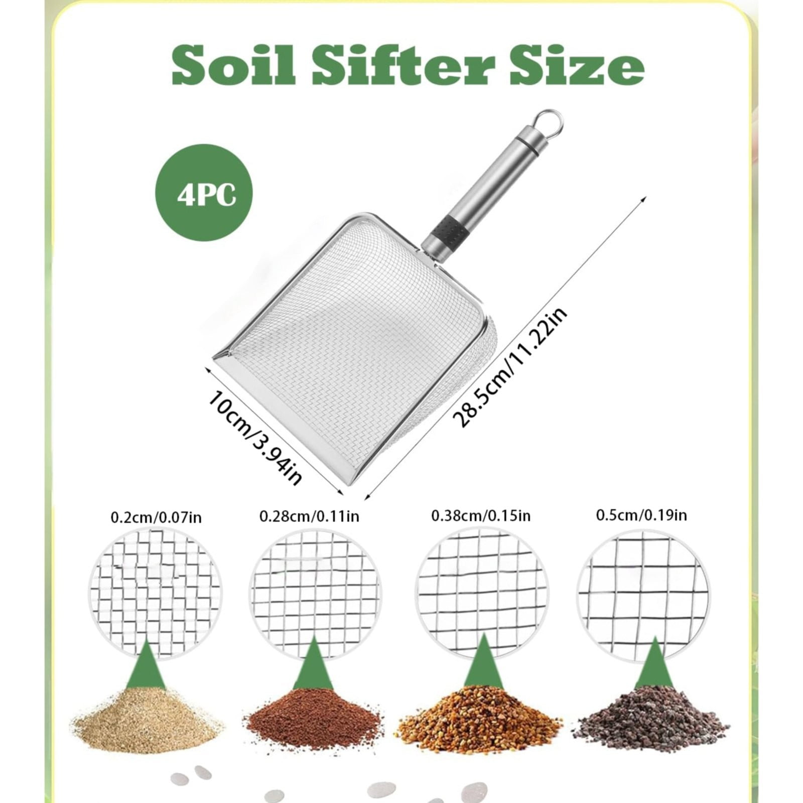 Maieu Soil Sifter Set for Gardening Pack of 1, Dirt Sifter Compost ...