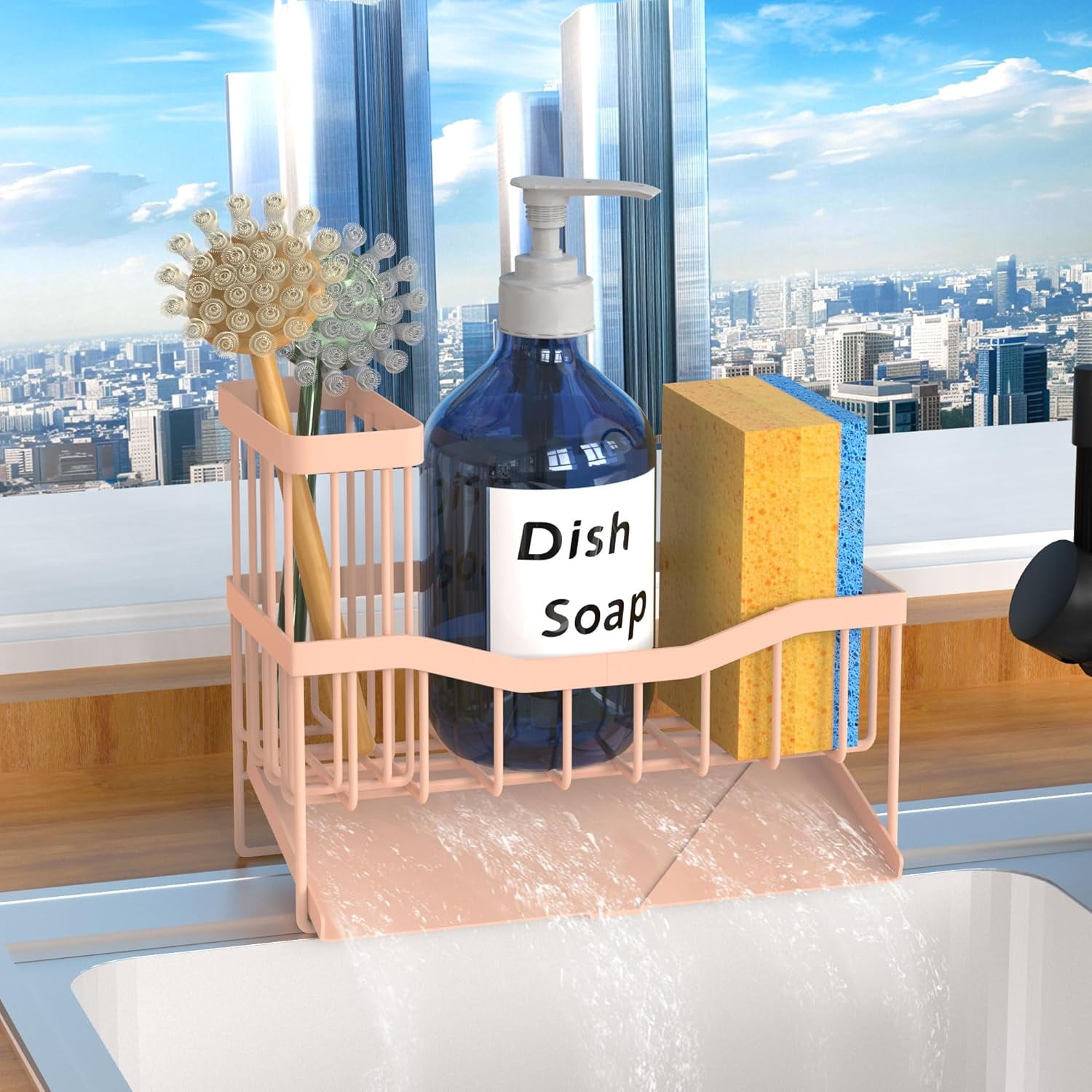 Maifan Sink Caddy Sponge Holder, Brush Holder, Stainless Steel Self ...