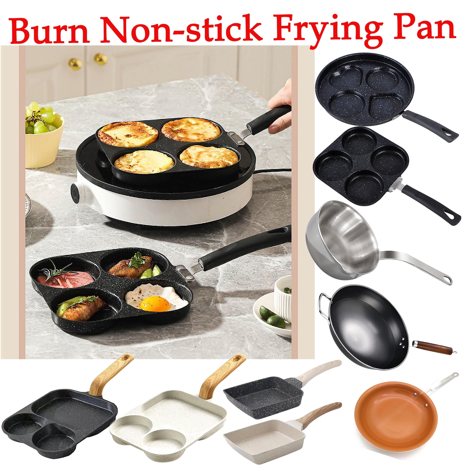 Maifan Stone Non Stick Hamburger Frying Pan with Thickened and Deepened ...