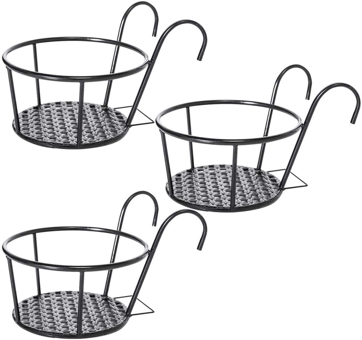 Maijiayi 3 Pack Hanging Railing Planters Outdoor Balcony Hanging ...