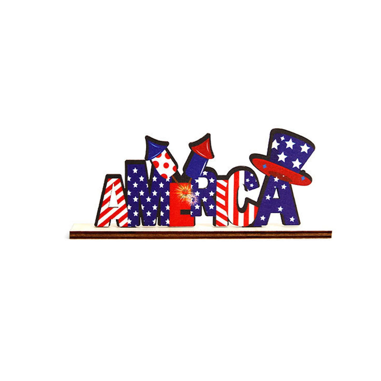 Maijiayi Independence Day American Flag Color Wooden Table Sign ...