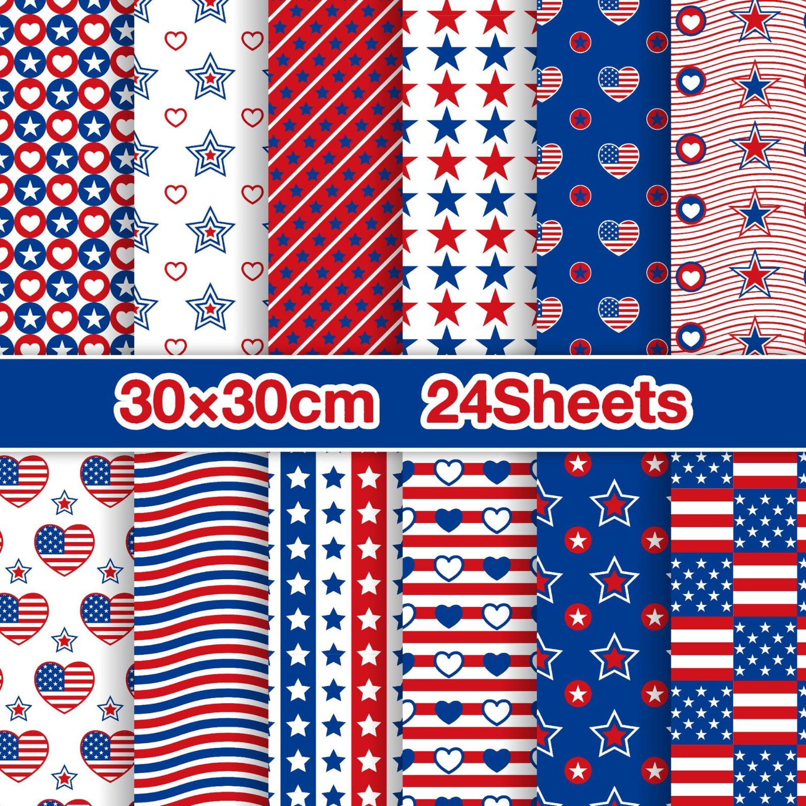 Maijiayi Independence Day Patriotic Scrapbook Paper Set 24 Sheets ...