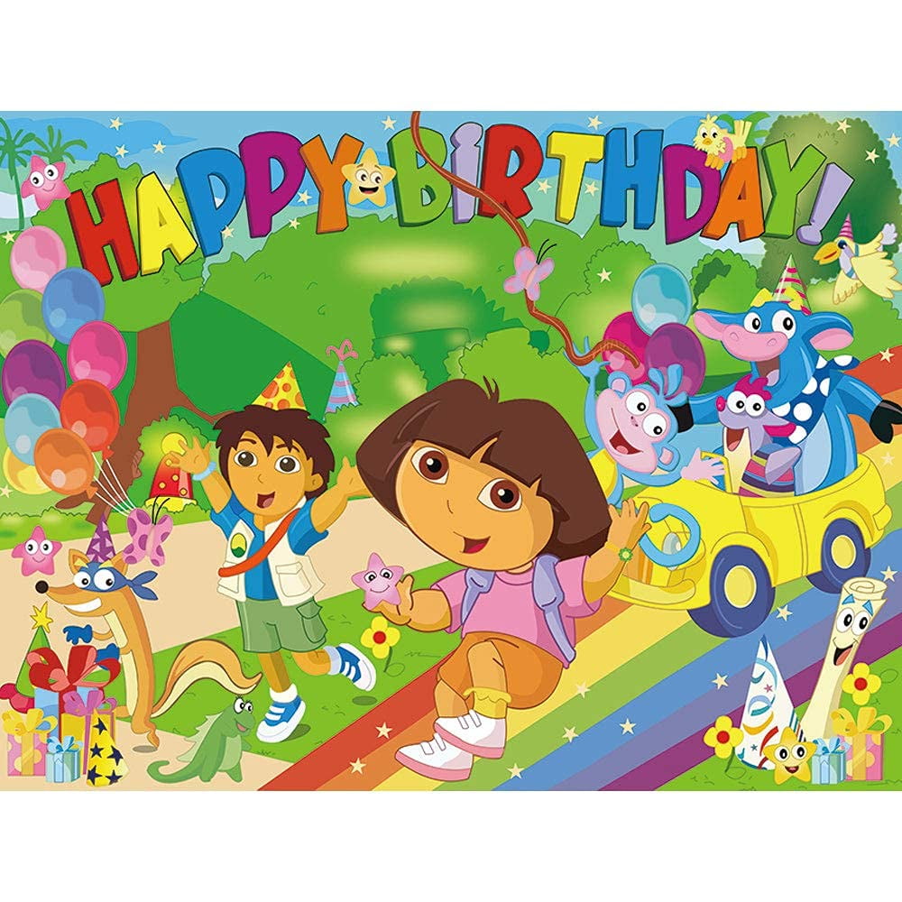 Maijoeyy 7x5ft Explorer Cartoon Theme Birthday Party Backdrop The ...