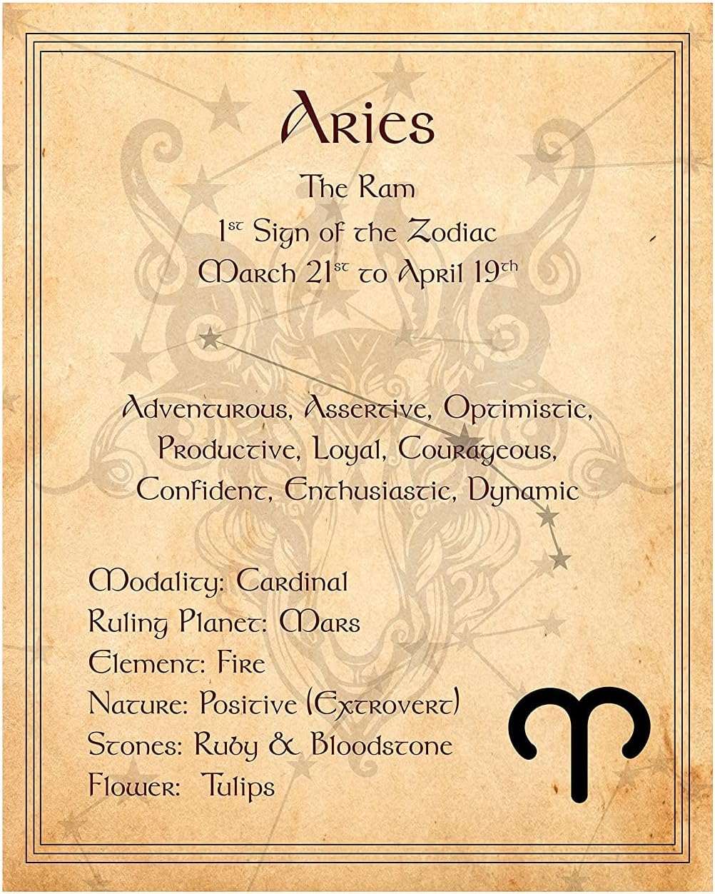 Maikeway Aries Knowledge Metal Signs Vintage Aries Infographic Retro ...