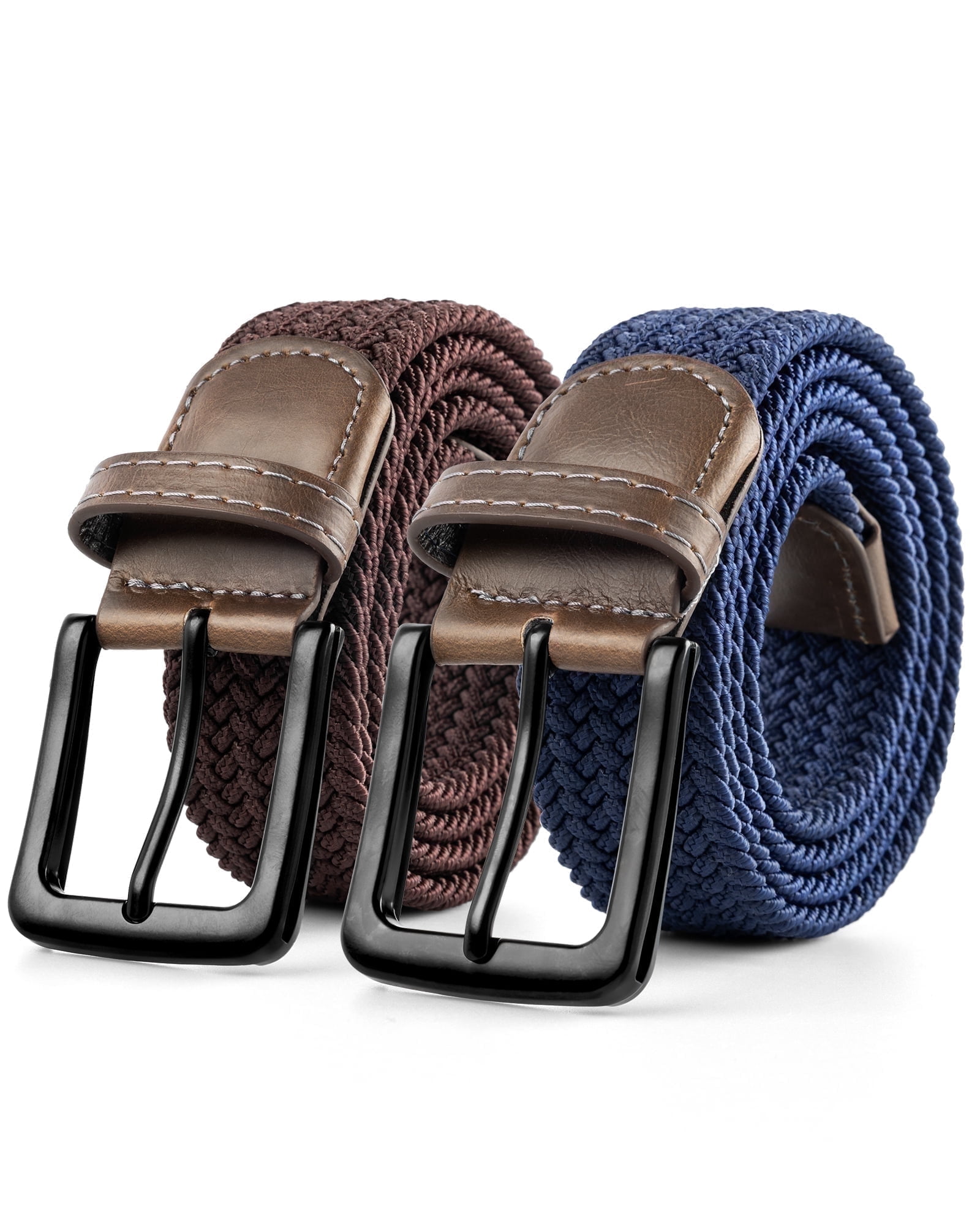 Maikun Belts for Men Black Bucke Mens Stretch Belt Brown & Blue Braided ...