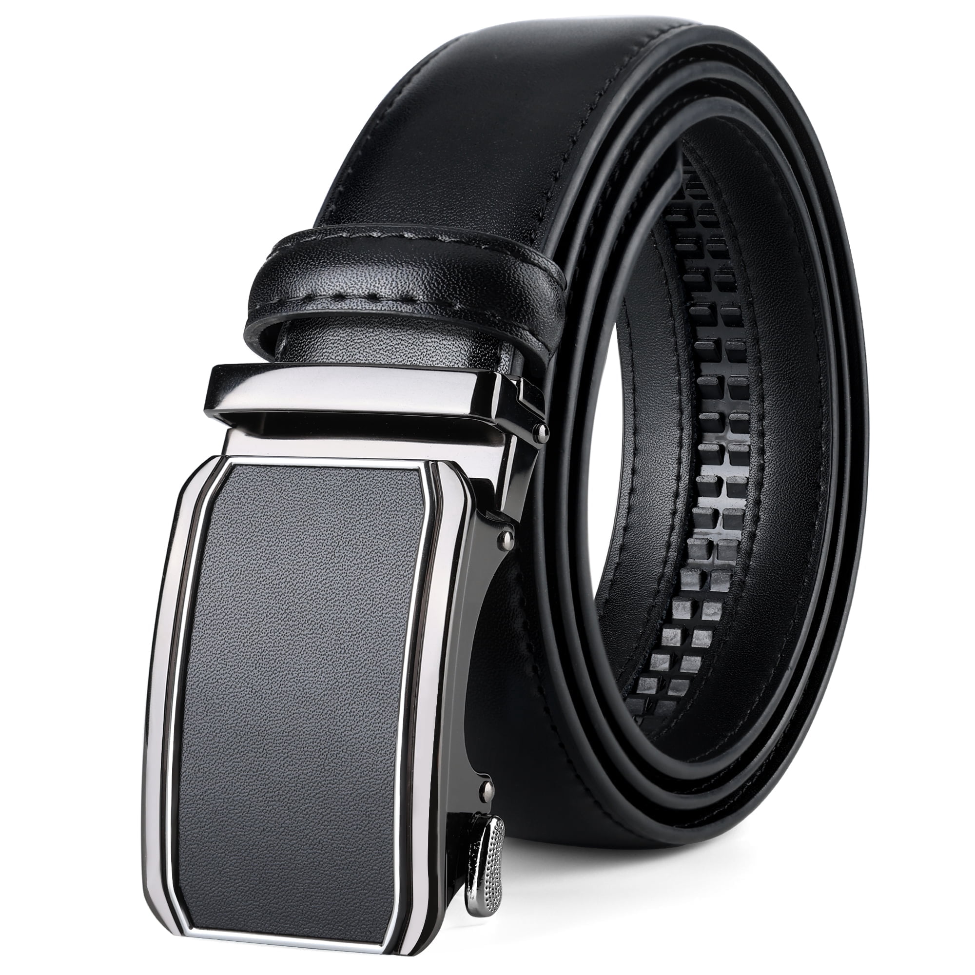 Maikun Leather Belt for Men Automatic Buckle Ratchet Belt Quick Release ...