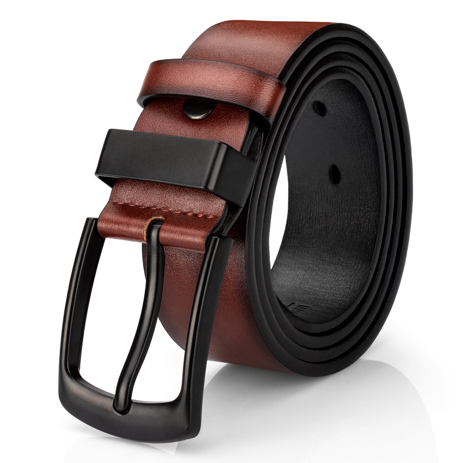 Maikun Men's Faux Leather Belt, Gradient Vintage Brown, Casual Dress ...