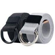 Falari Canvas Web Belt Metal Double D Ring Buckle for Men Women Casual ...