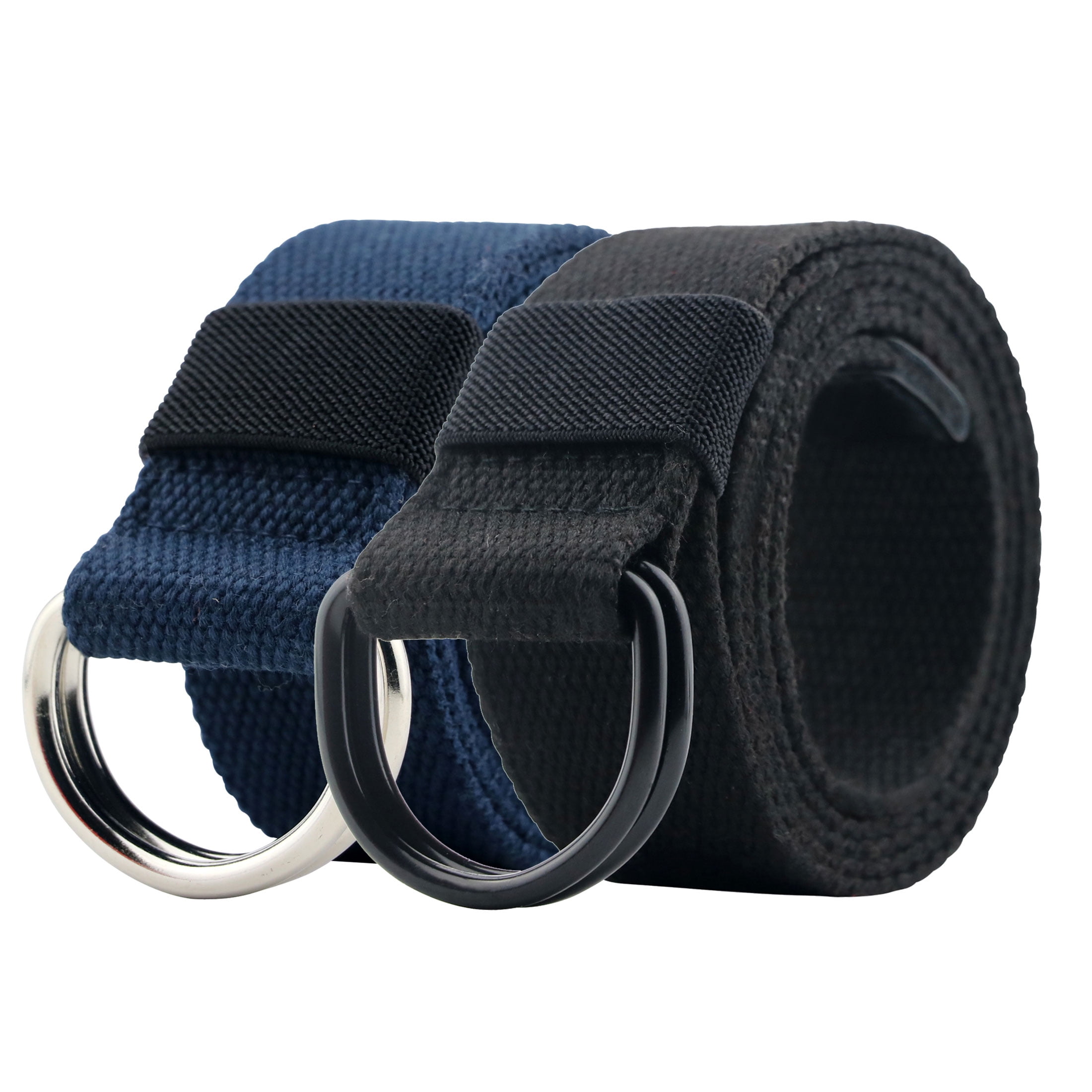 Maikun Mens & Womens Casual Canvas Belt with Black D-ring 2pc Belts fit ...