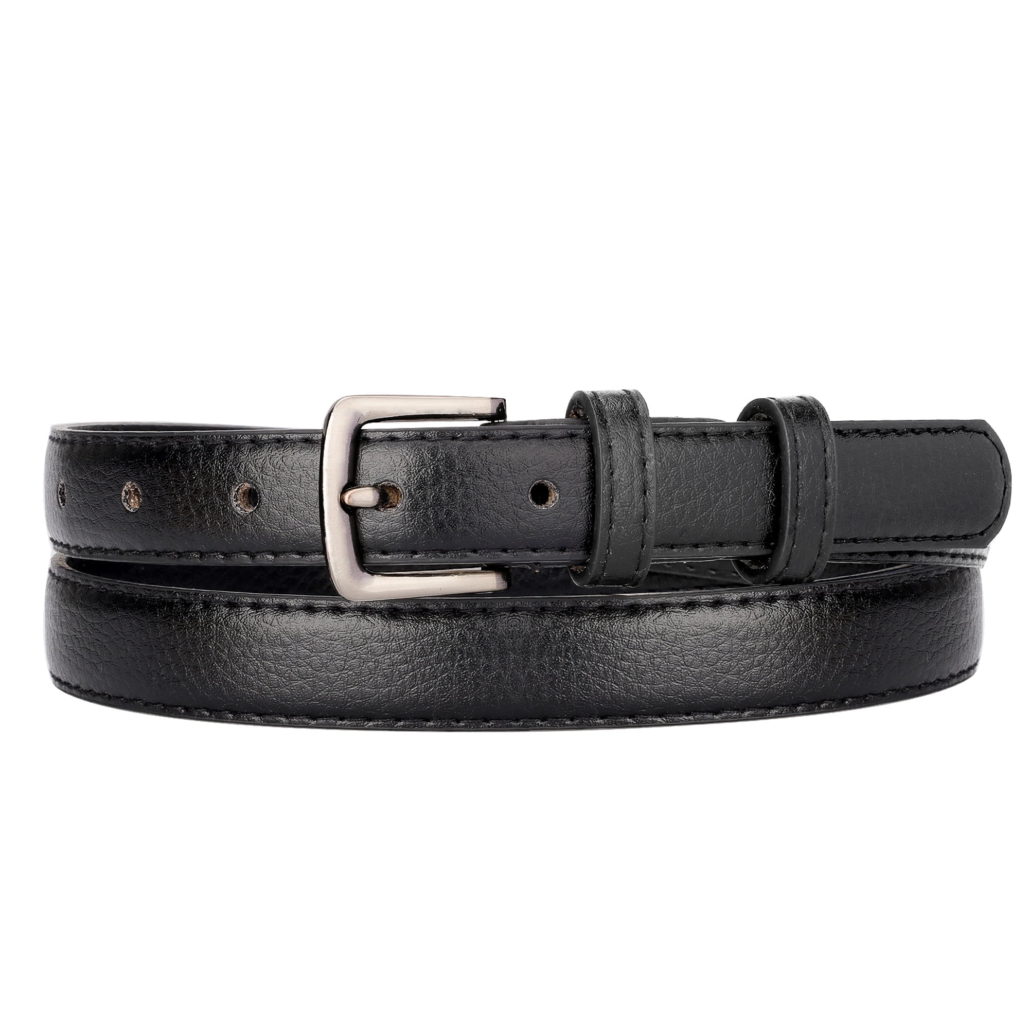 Maikun Womens Skinny Leather Belt, Solid Color, Pin Buckle, Waist Size ...