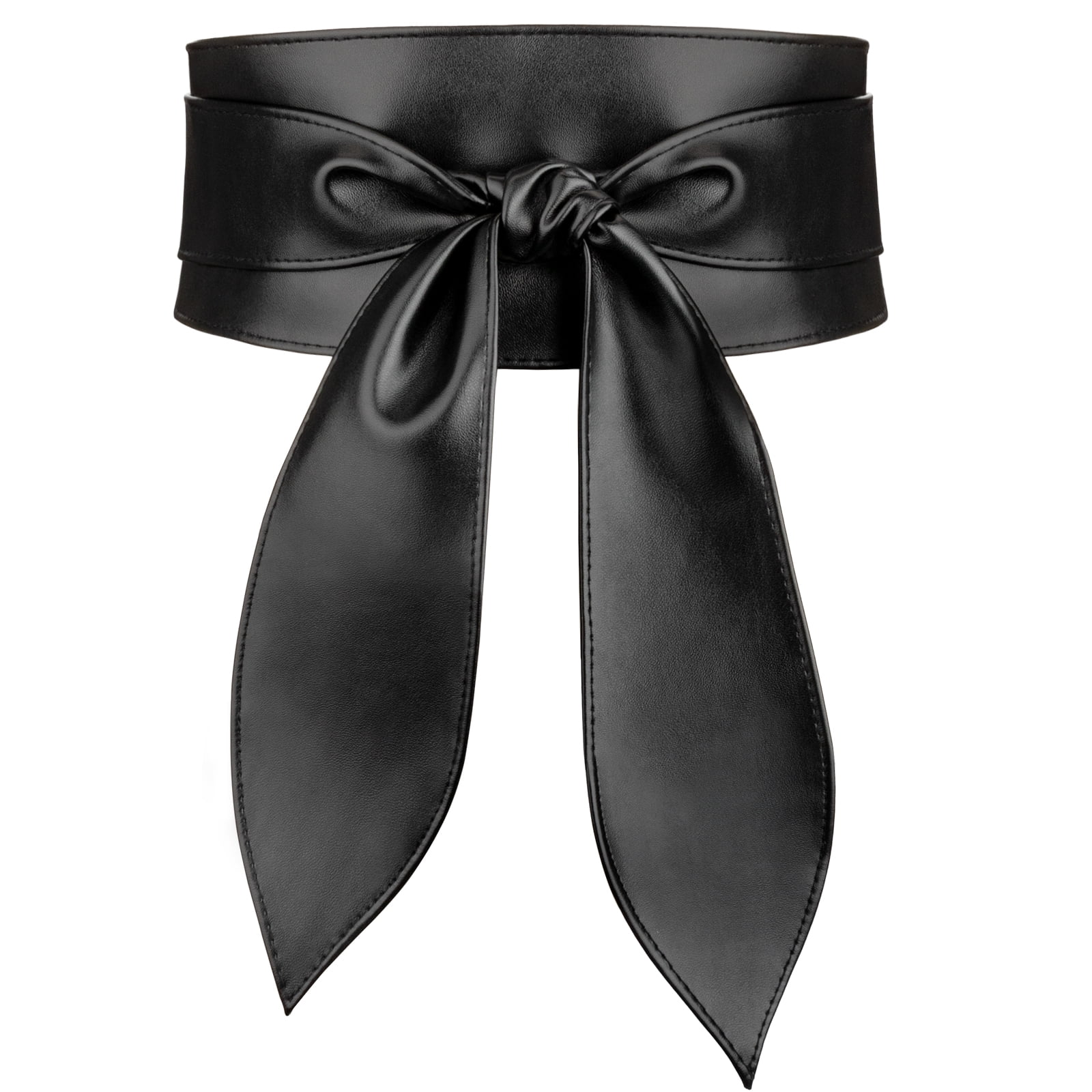 Maikun Womens Obi Wrap Belt, Wide Faux Leather Belt, Black, Waist Size ...