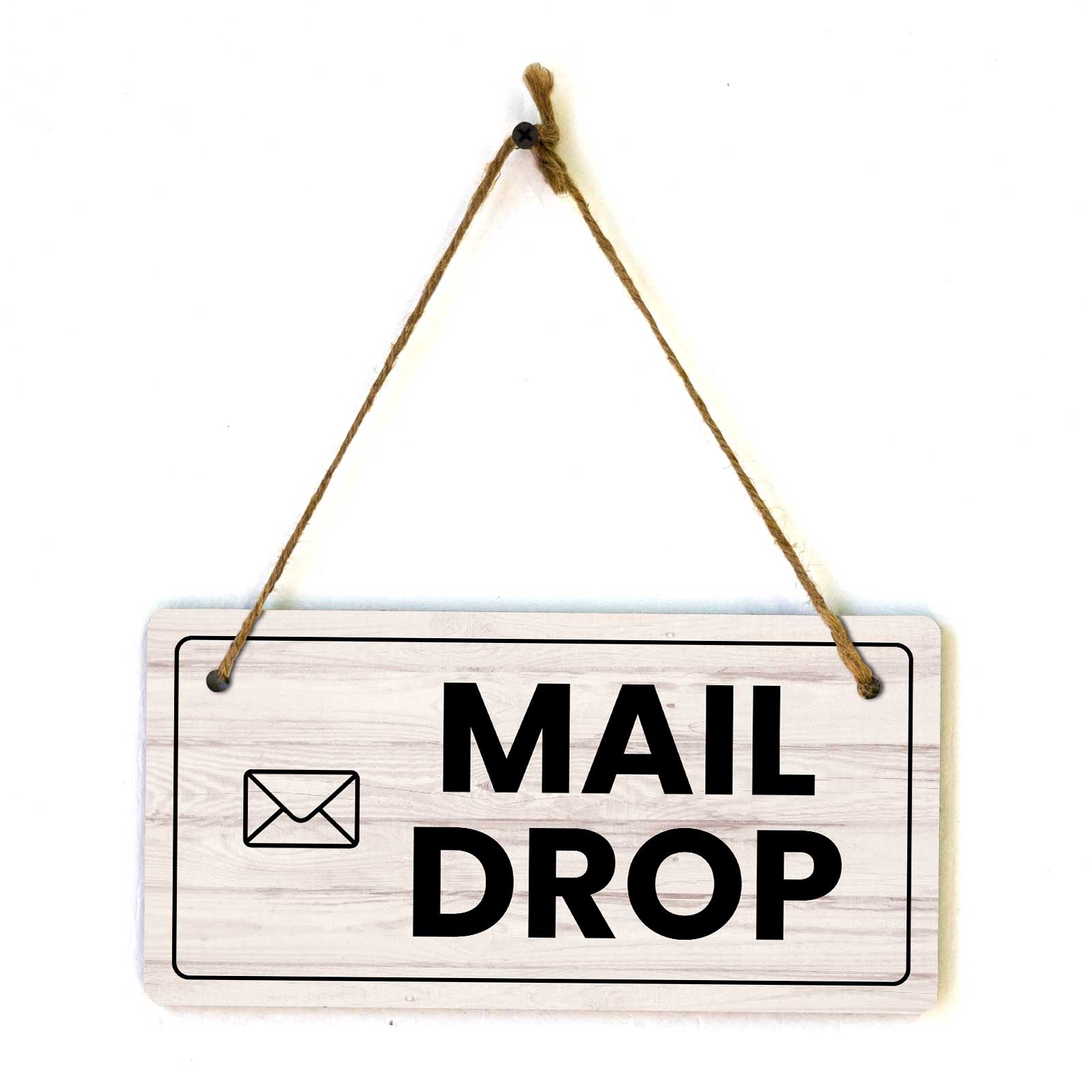 Mail Drop | Rustic Light Wood 5 x 10" Hanging Sign - Walmart.com