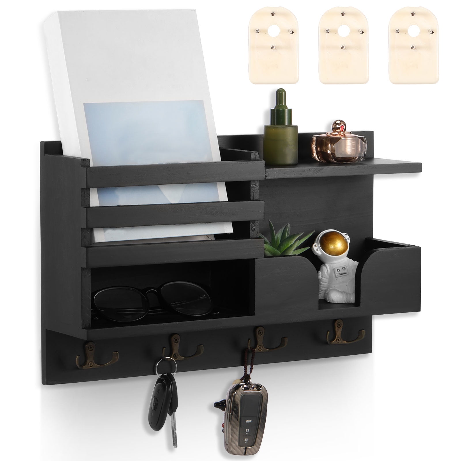 Mail and Key Holder Wood Mail and Key Organizer Multifunctional Mail ...