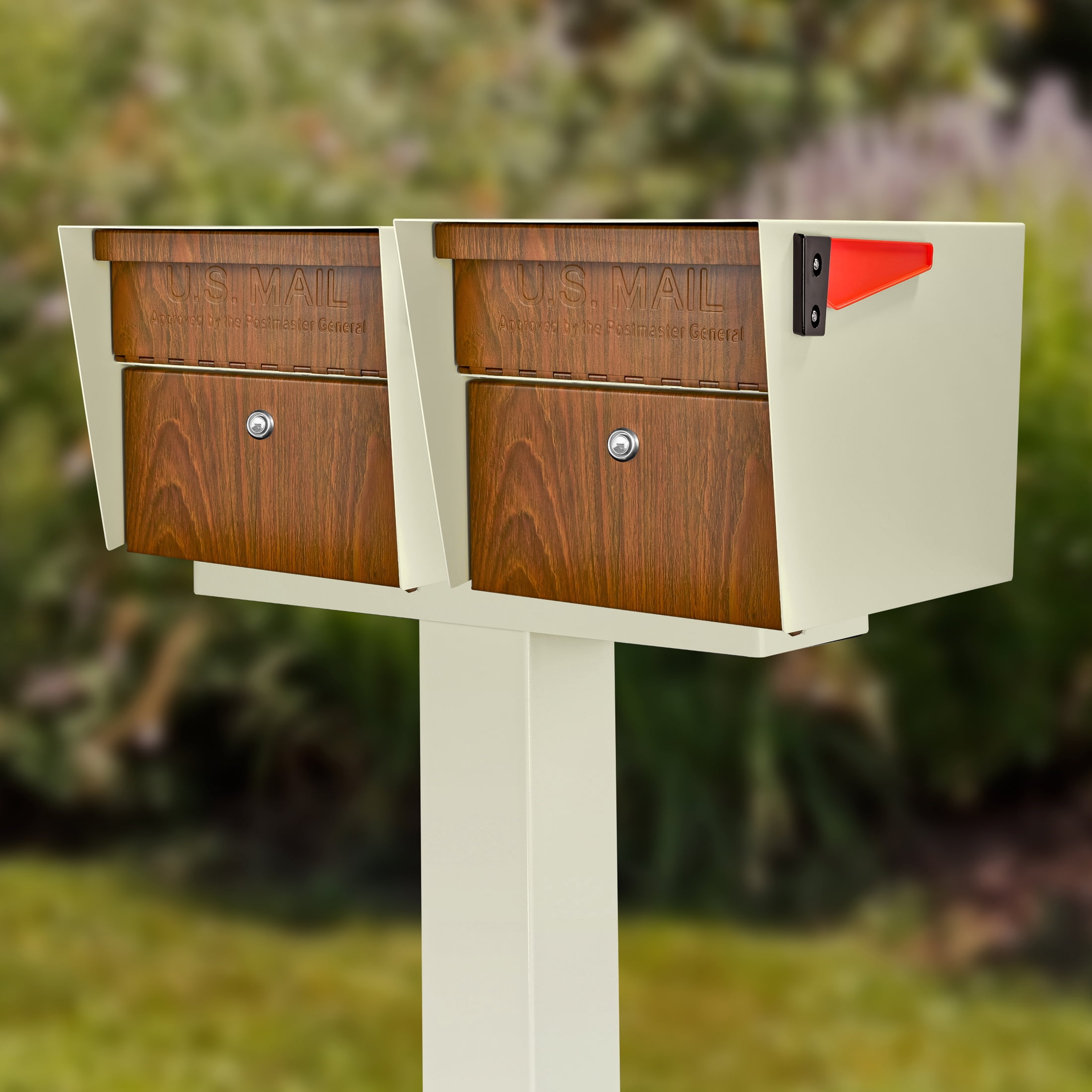 Mail Manager X2 Locking Mailbox Combo Kit w/Cream White In-Ground Post ...