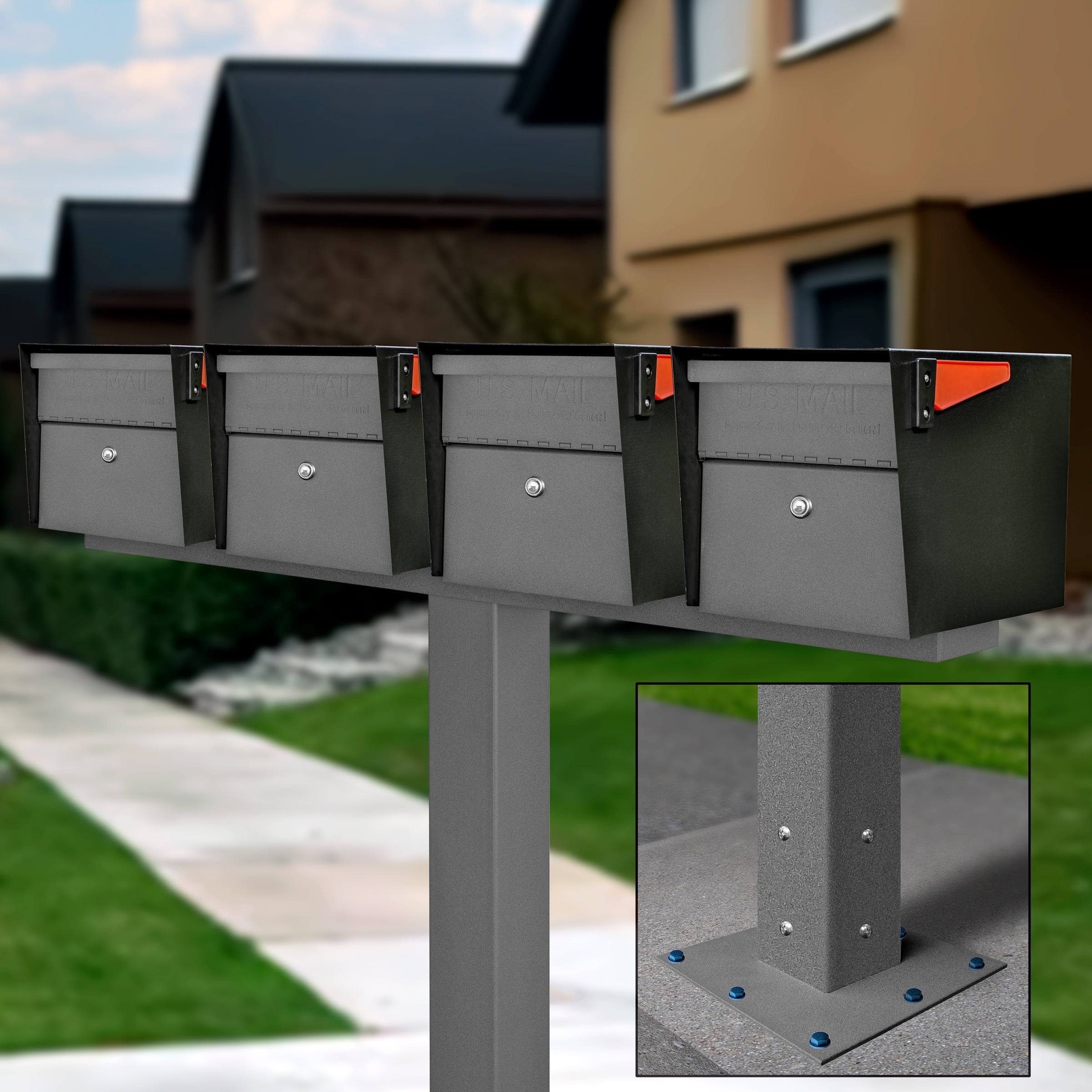 Mail Manager X4 Locking Mailbox Combo Kit w/ Surface-Mount Post ...