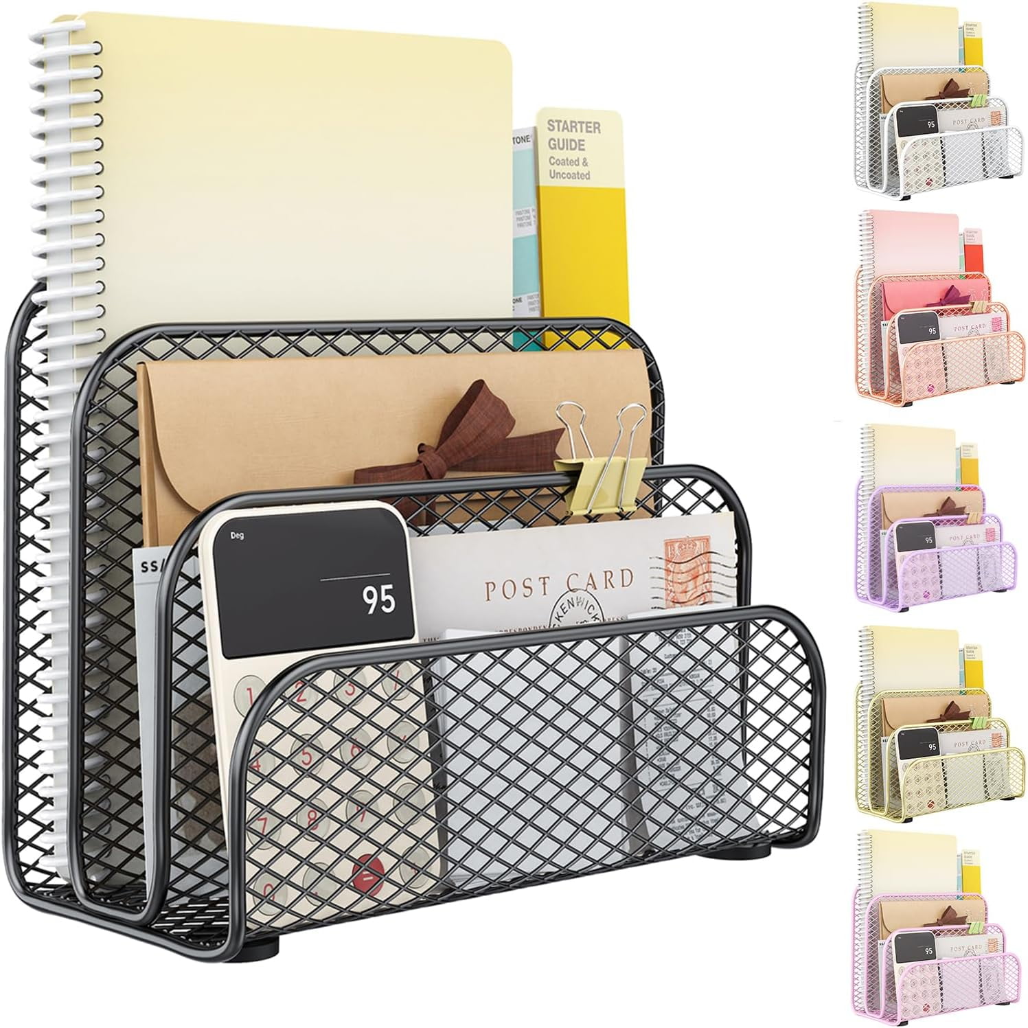 Mail Organizer Countertop, Metal File Holder with 3-Slot, Bill ...