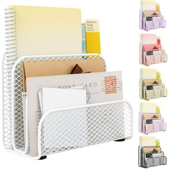 Mail Organizer Countertop, Metal File Holder with 3-Slot, Bill ...
