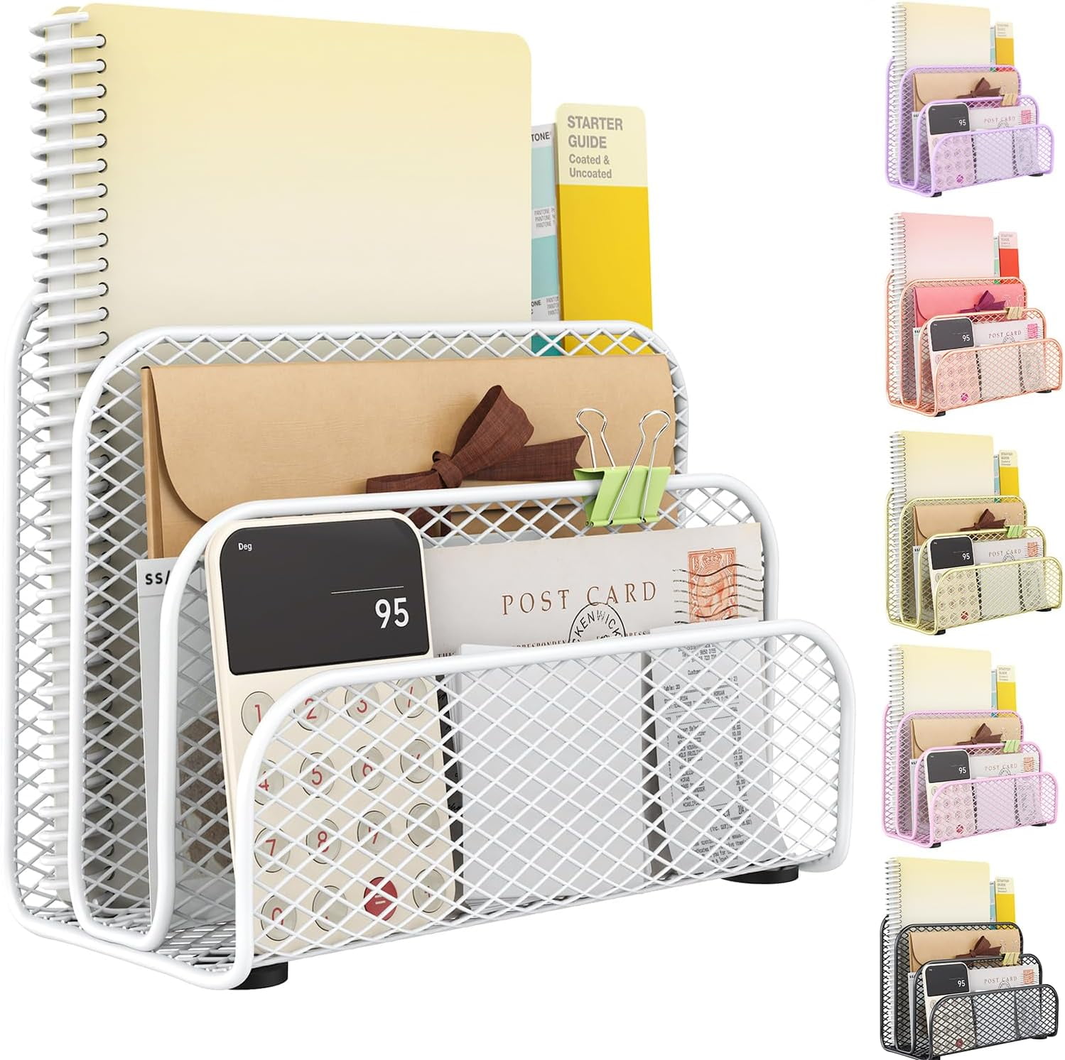 Mail Organizer Countertop, Metal File Holder with 3-Slot, Bill ...