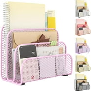 Aertyole Purple Mesh Desk Organizer, 7 Compartments, Office Supplies ...