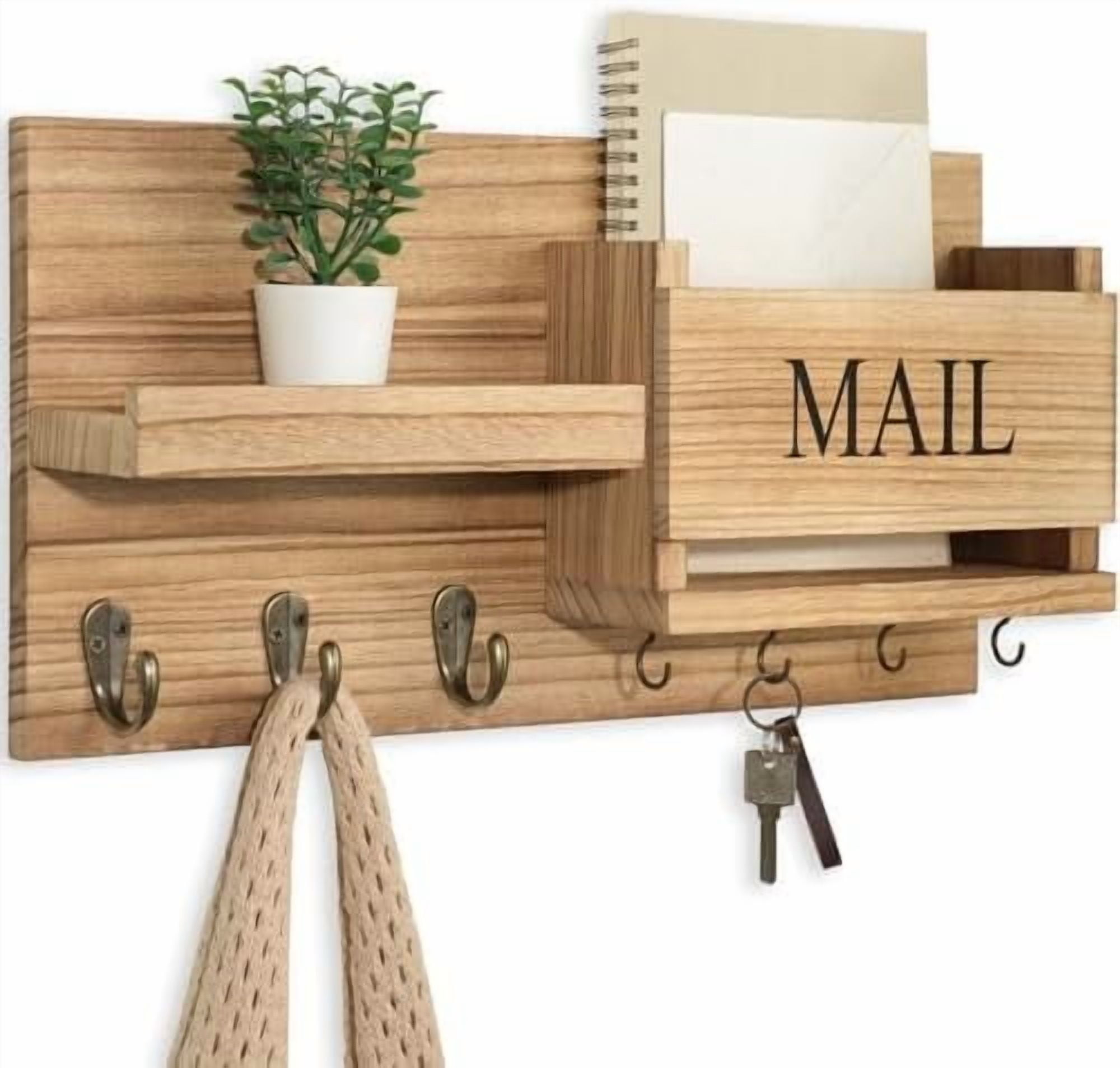 Mail Organizer for Wall Mount – Key Holder with Shelf Includes Letter ...