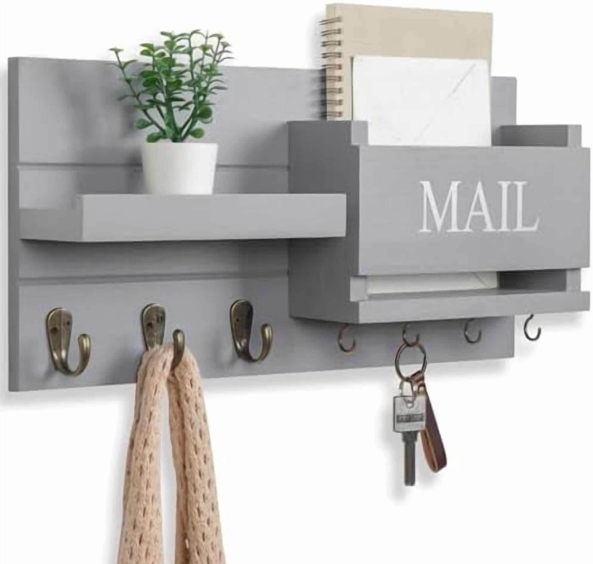 Mail Organizer for Wall Mount – Key Holder with Shelf Includes Letter ...