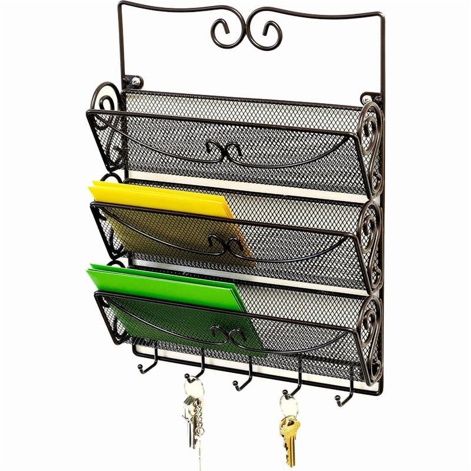 Mail Organizer with 5 Key Holder, 3 Tier, Bronze - Walmart.com