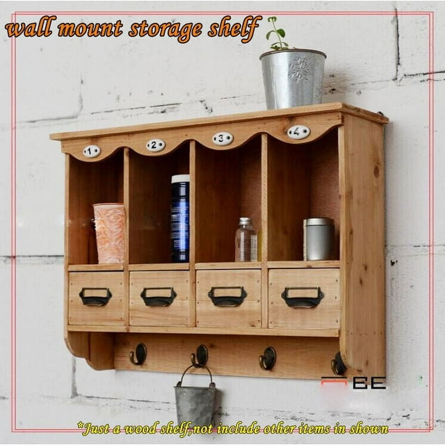 Mail Rack Key Holder Hanger Wall Letter Organizer with Shelf & Hooks ...