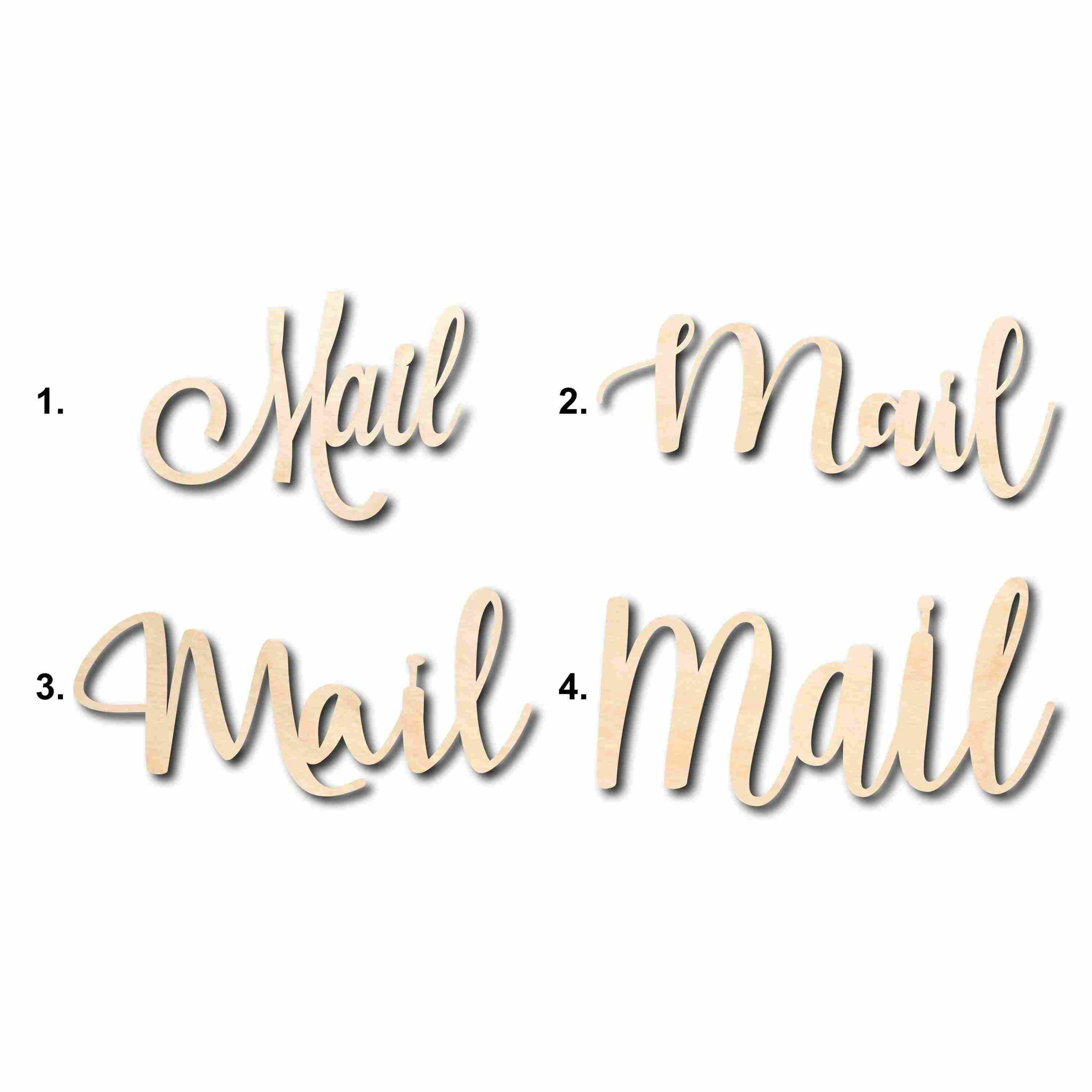 Mail Sign Unfinished Wood Cutout Home Decor DIY Option 3- 12" Wide / 1/ ...