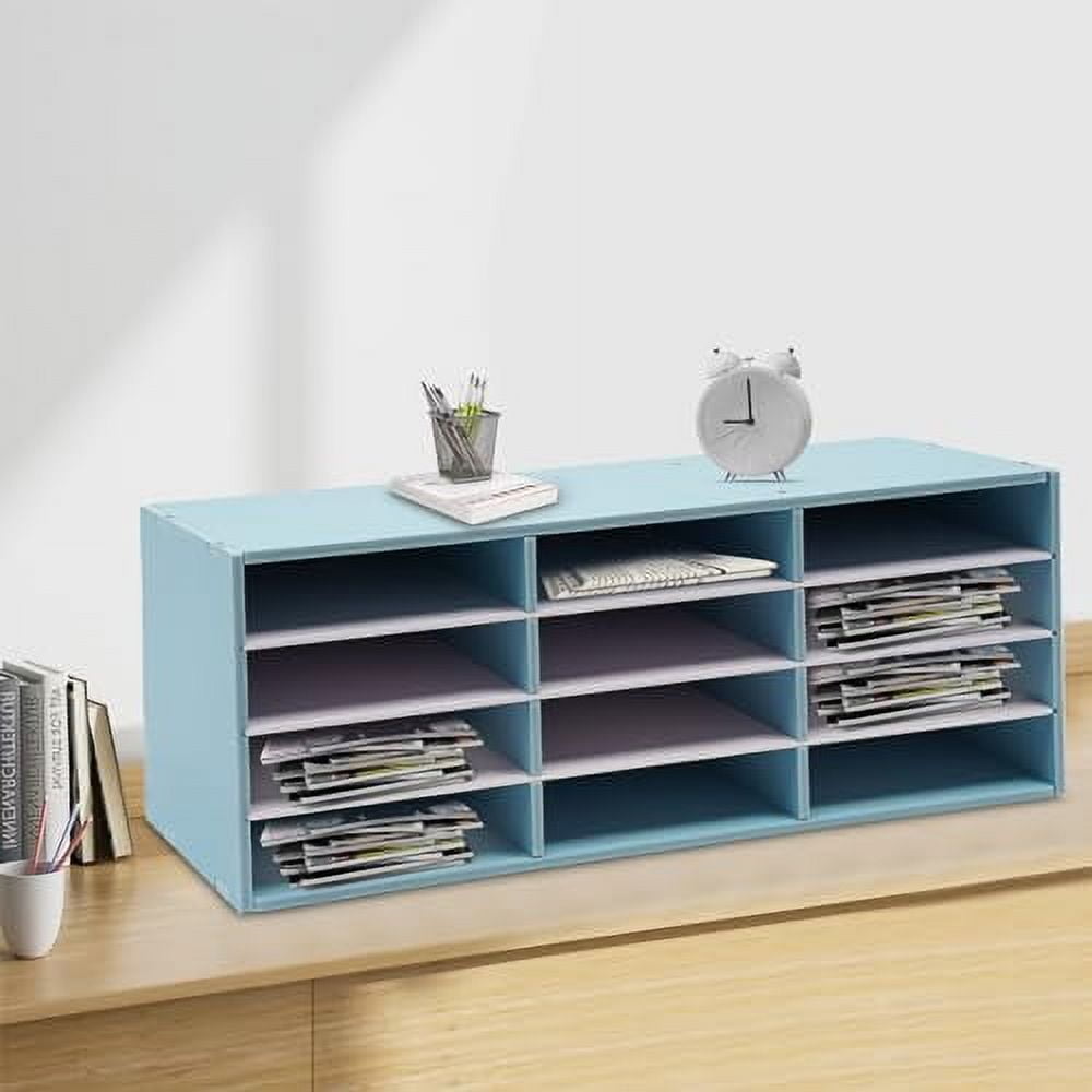 Mail Sorter, 12 Compartments Paper Organizer Storage, Wood Literature ...
