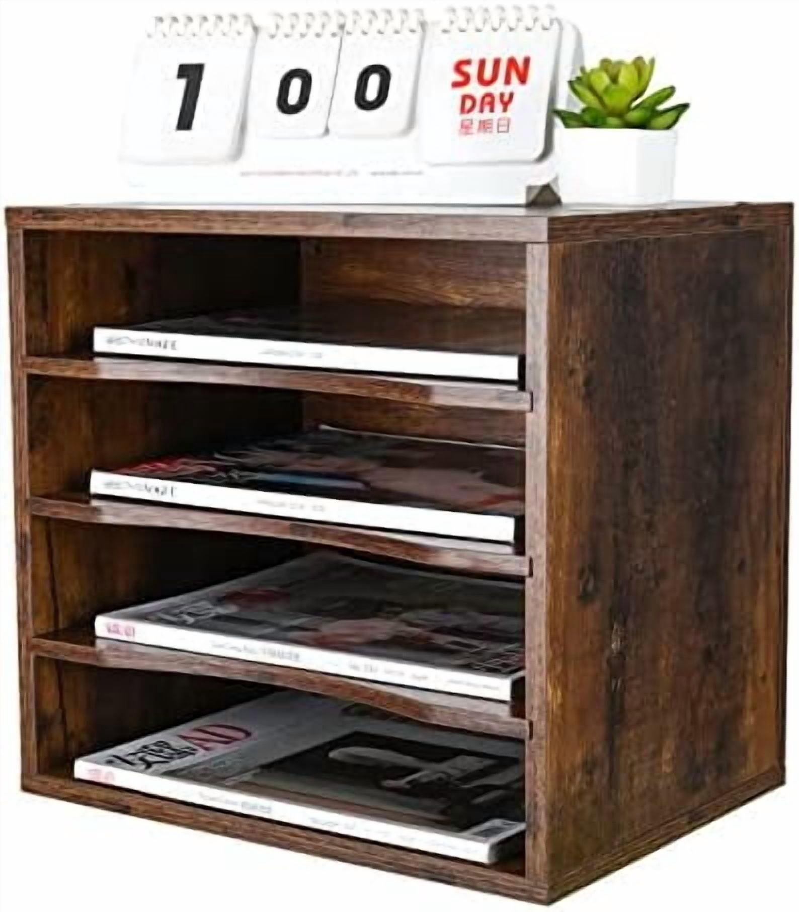 Mail Sorter, Wood Countertop Literature Organizer, Office Supplies ...