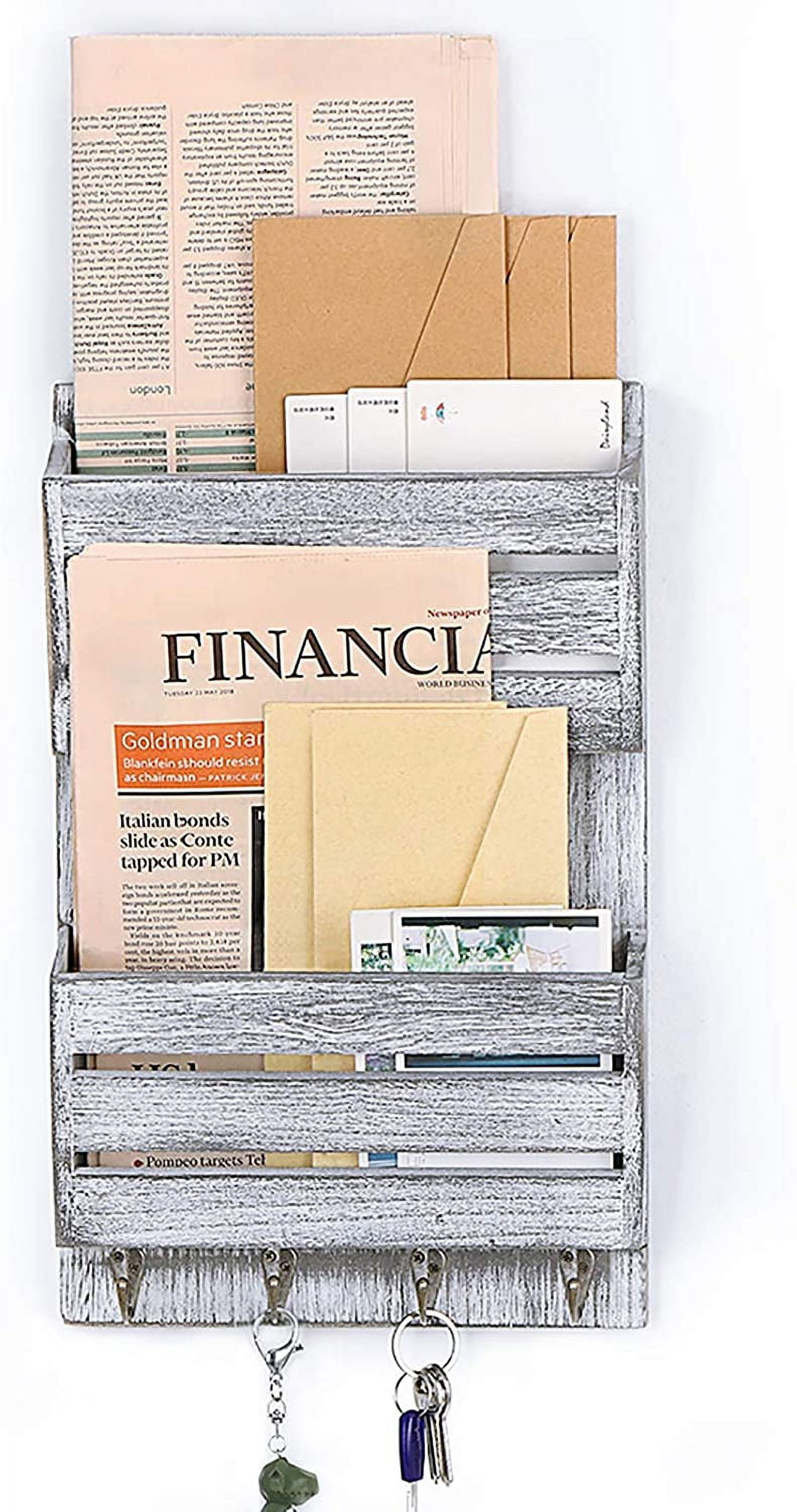 Mail Sorting rack,2 mail and key chain storage bags with 4 Key hooks ...