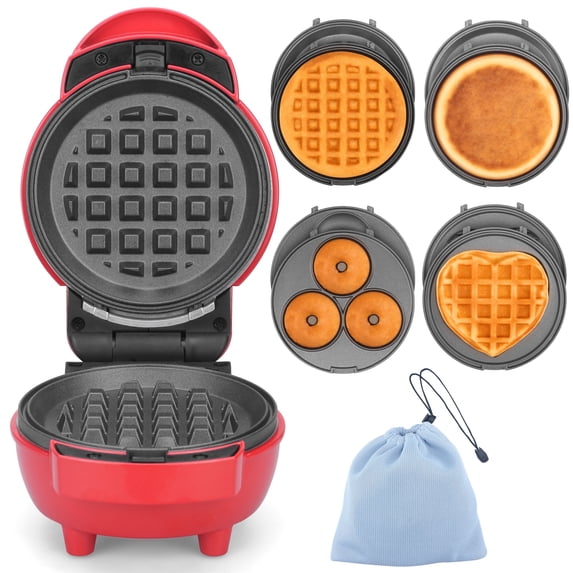 Mailand 4-in-1 Small Waffle Maker, Waffle Iron Mini with Removable ...