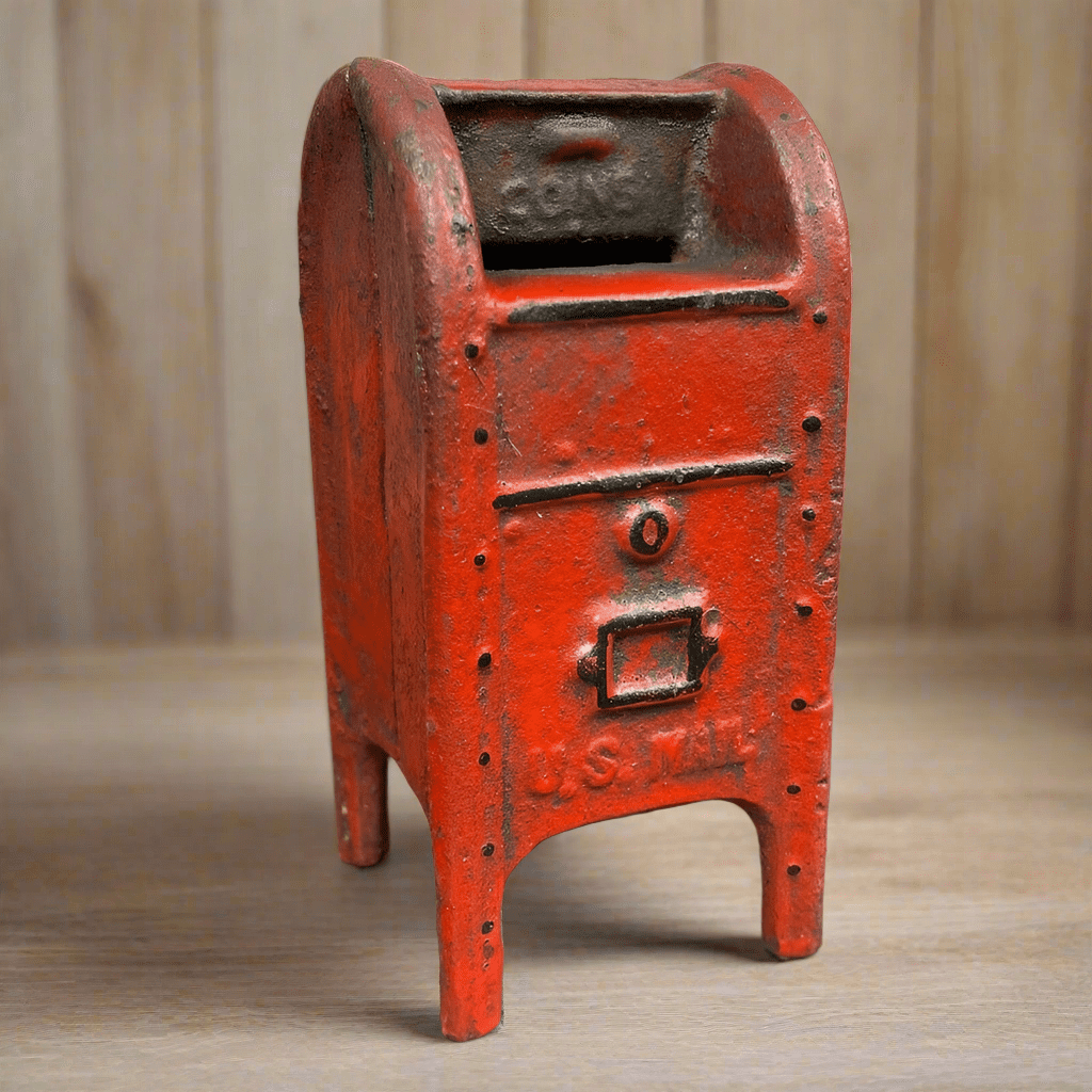 Mailbox Bank Cast Iron Coin Bank With Painted Antique Finish (5" x 2.5 ...