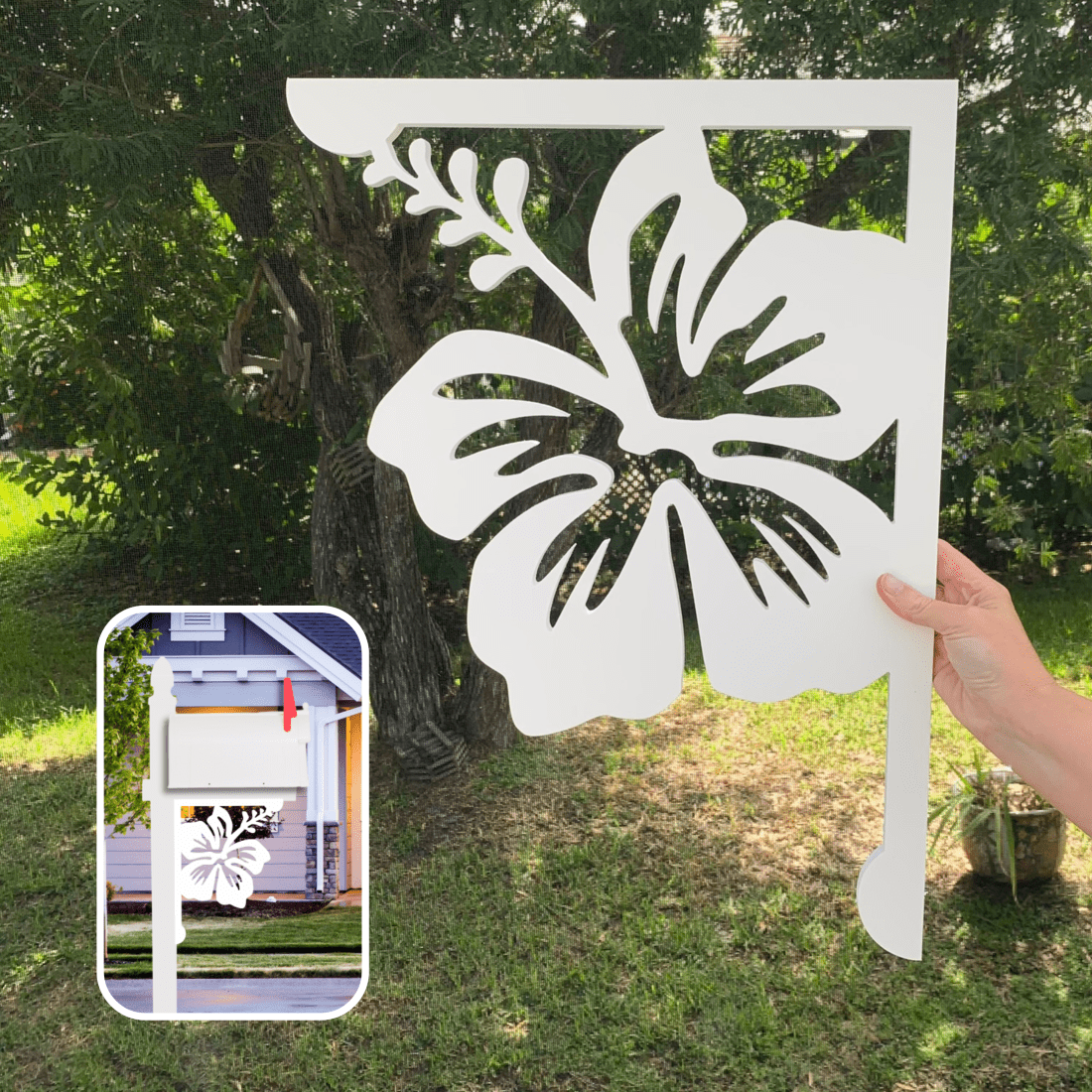 Hibiscus Mailbox Bracket - Coastal, Tropical, 16x21 Inch, PVC - Walmart.com