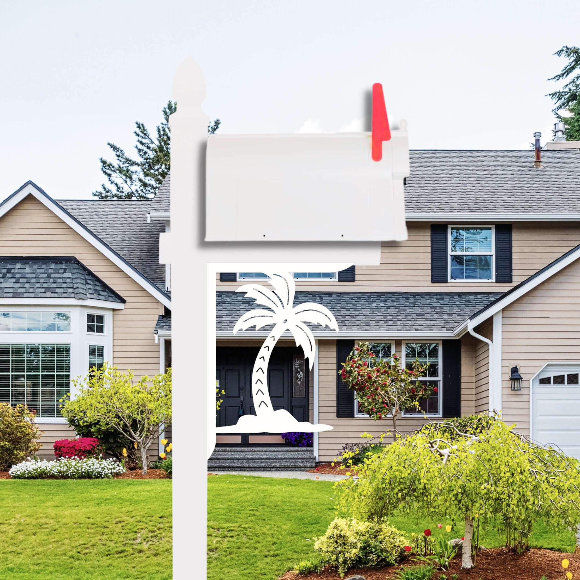 Mailbox Bracket - Palm Tree Island Large 16x21 inch, Custom Mailbox ...