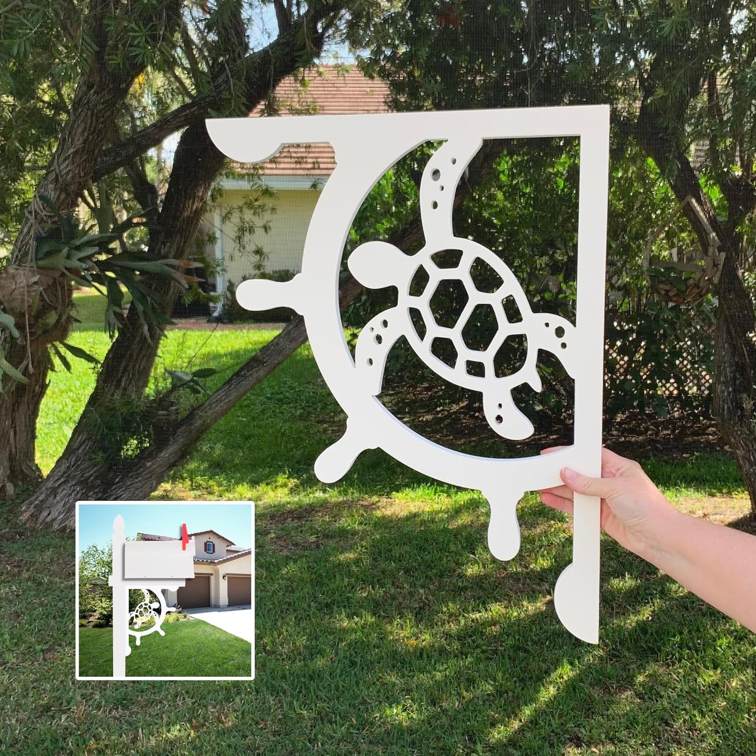 Mailbox Bracket. Ships wheel with Sea Turtle Large. Long Lasting ...