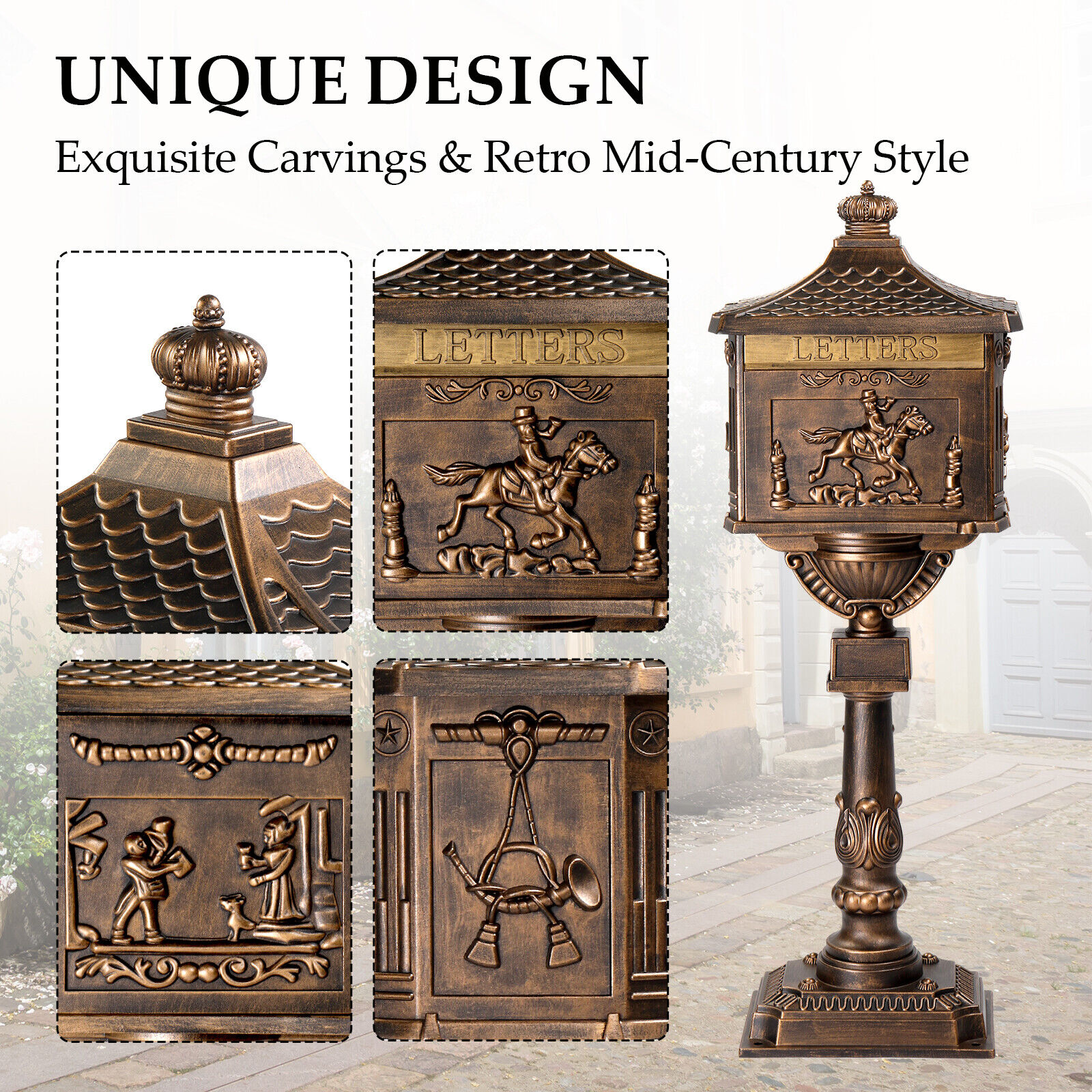 Mailbox Cast Aluminum Mail Box Postal Box Security Heavy Duty New ...