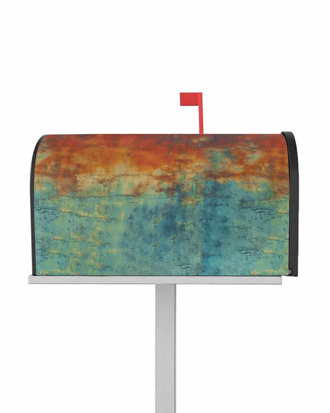 Mailbox Cover Magnetic Abstract Ombre Orange Blue Oil Painting Post Box ...