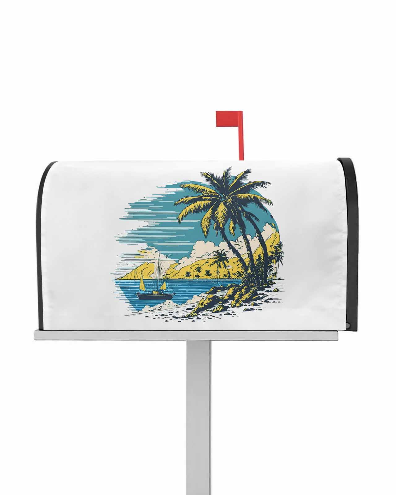 Mailbox Cover Magnetic Beach Summer Tropical Coconut Tree Graffiti ...