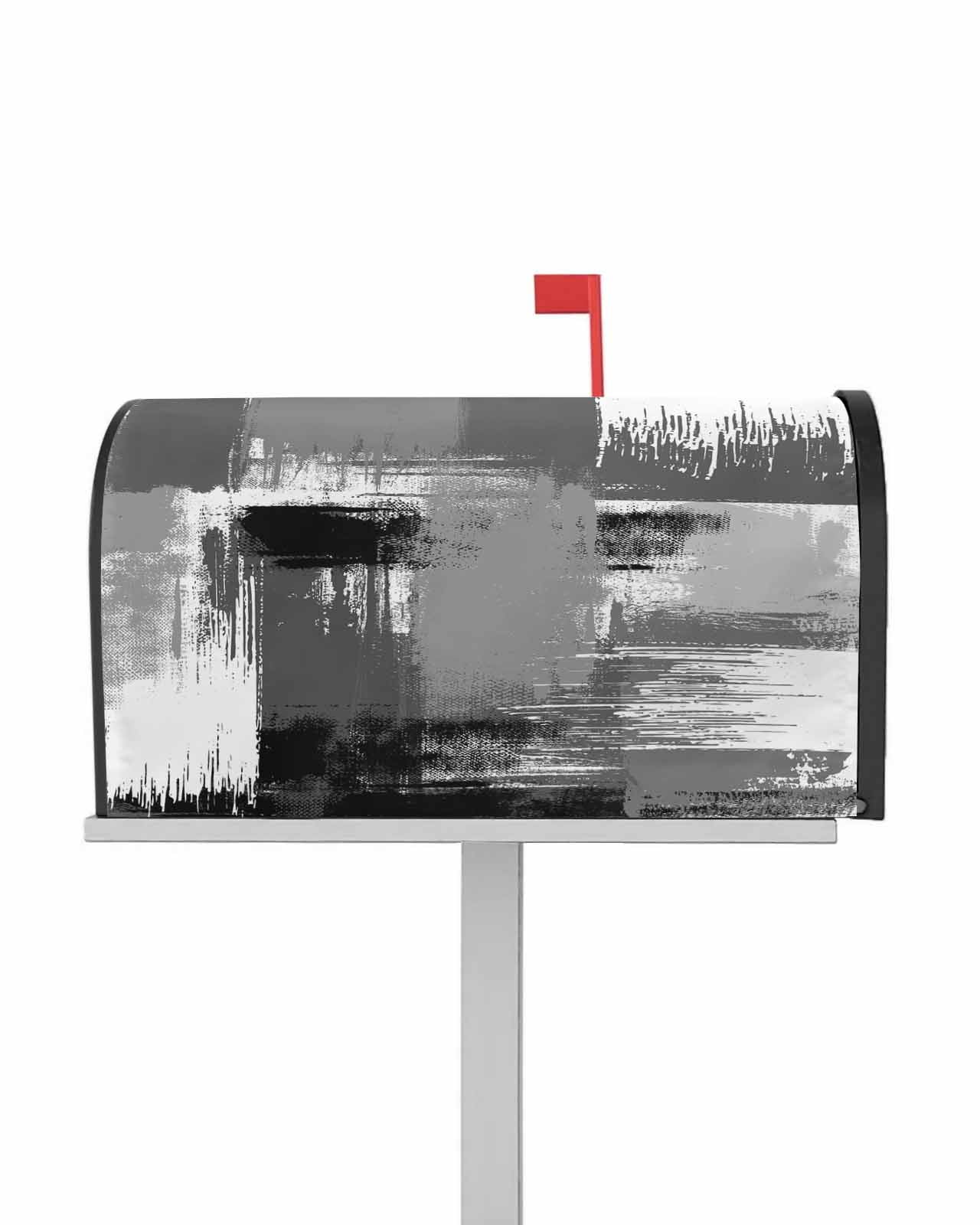 Mailbox Cover Magnetic Black Grey Abstract Art Painting Modern ...