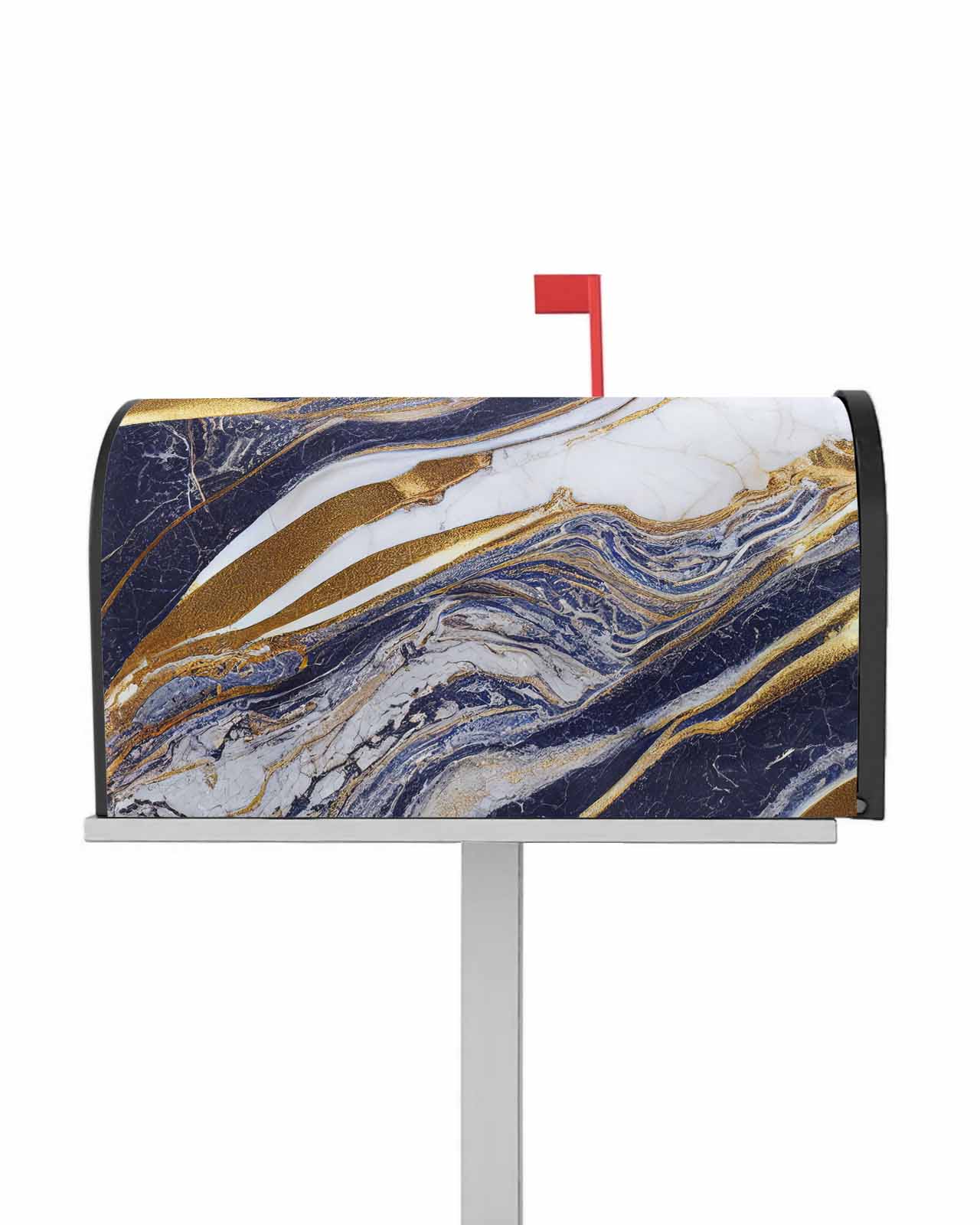 Mailbox Cover Magnetic Black White Gold Marble Abstract Modern Post Box ...