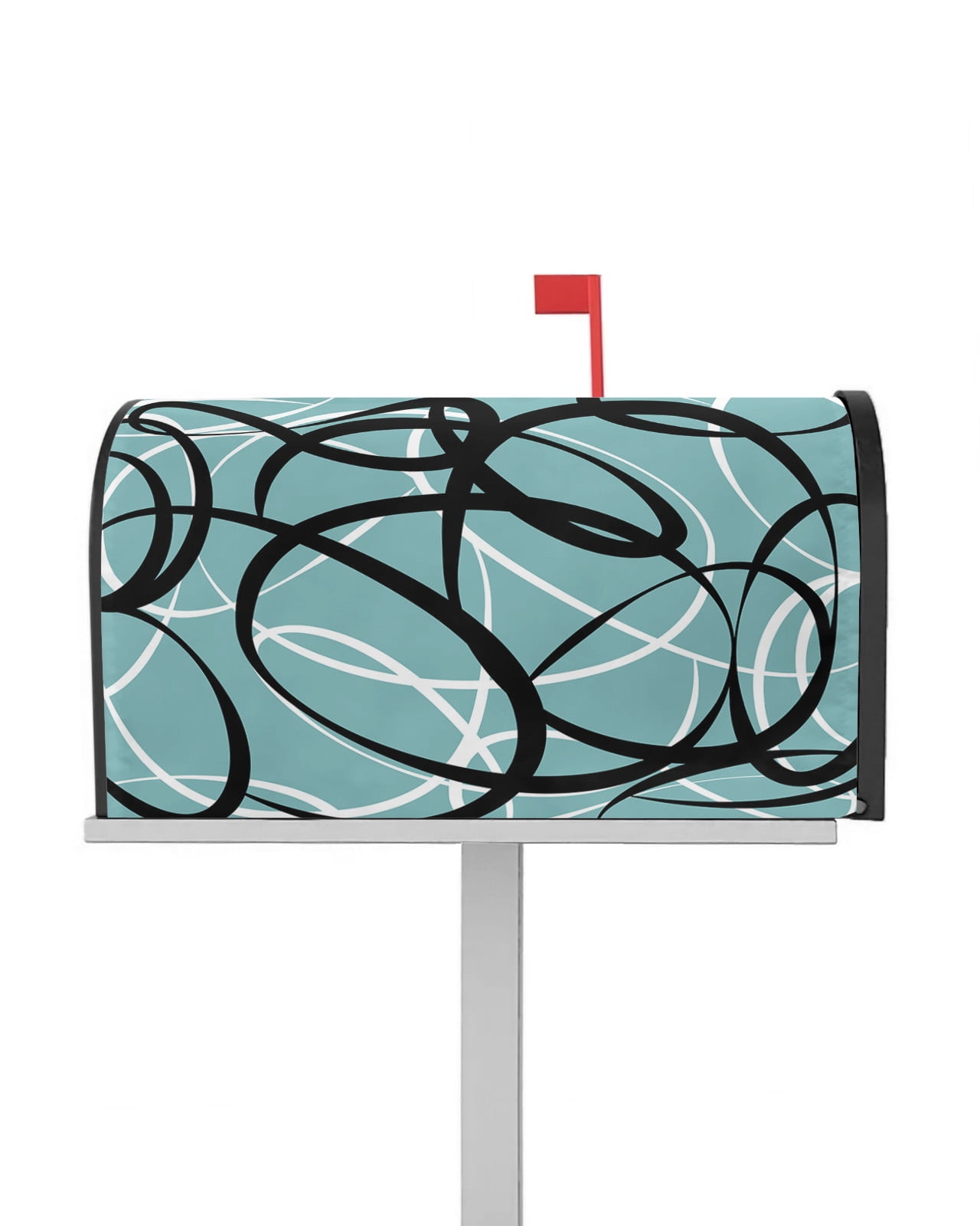 Mailbox Cover Magnetic Blue Black White Modern Abstract Art Lines Post ...