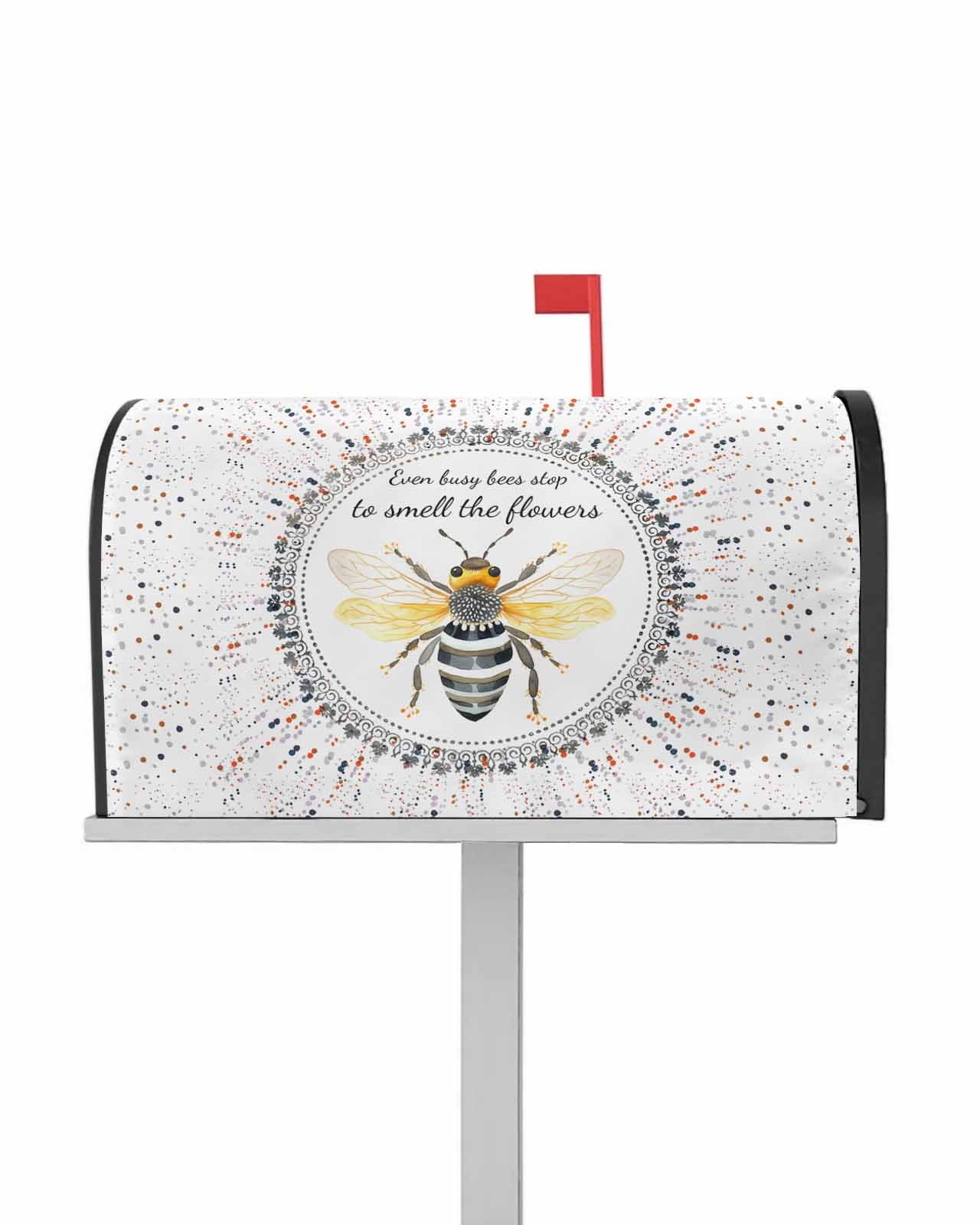 Mailbox Cover Magnetic Honey Bee Watercolor Flower Colorful Polka Dot ...