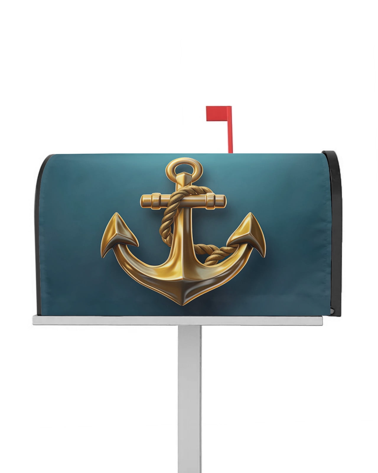 Mailbox Cover Magnetic Ocean Golden Anchor Gradient Green Texture Post ...